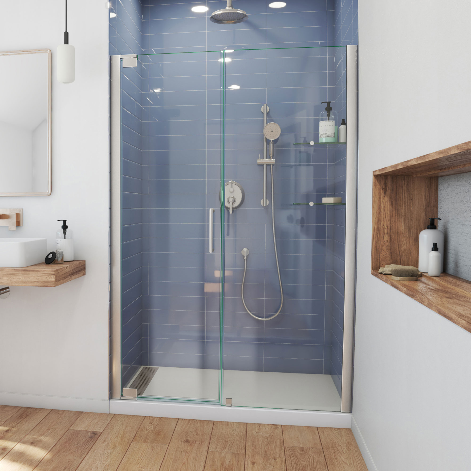 DreamLine Elegance 58 - 60 inch W x 72 inch H Frameless Pivot Shower ...