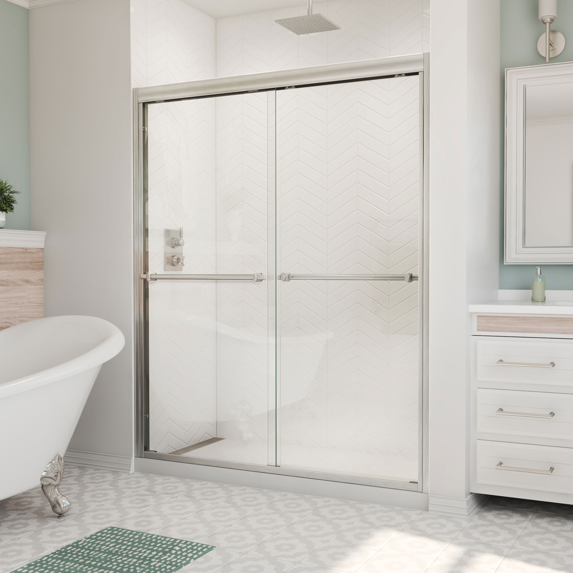 DreamLine Duet 44 - 48 inch W x 72 inch H Semi-Frameless Bypass Shower ...
