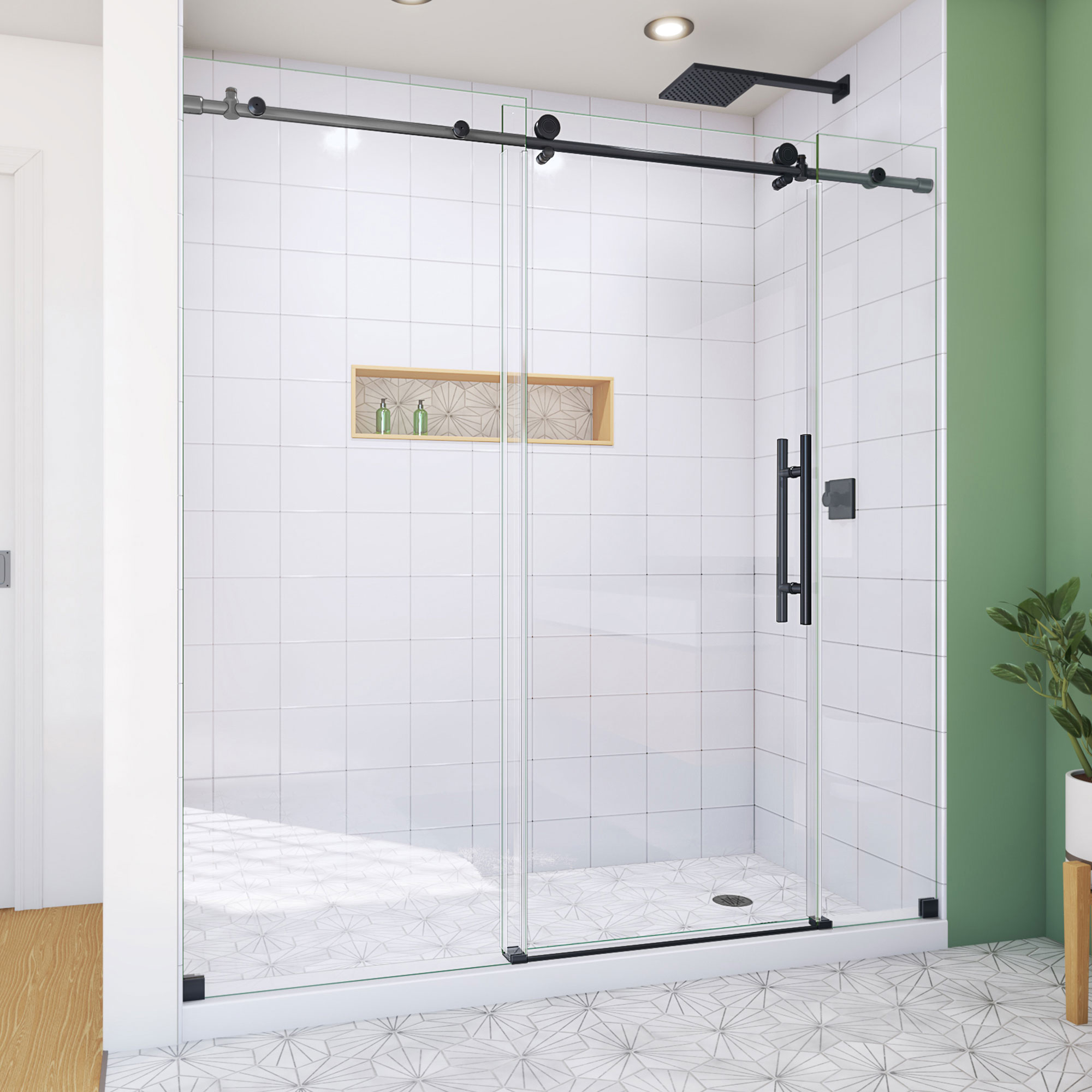 DreamLine Enigma-X 68-72 inch W x 76 inch H Frameless Sliding Shower ...