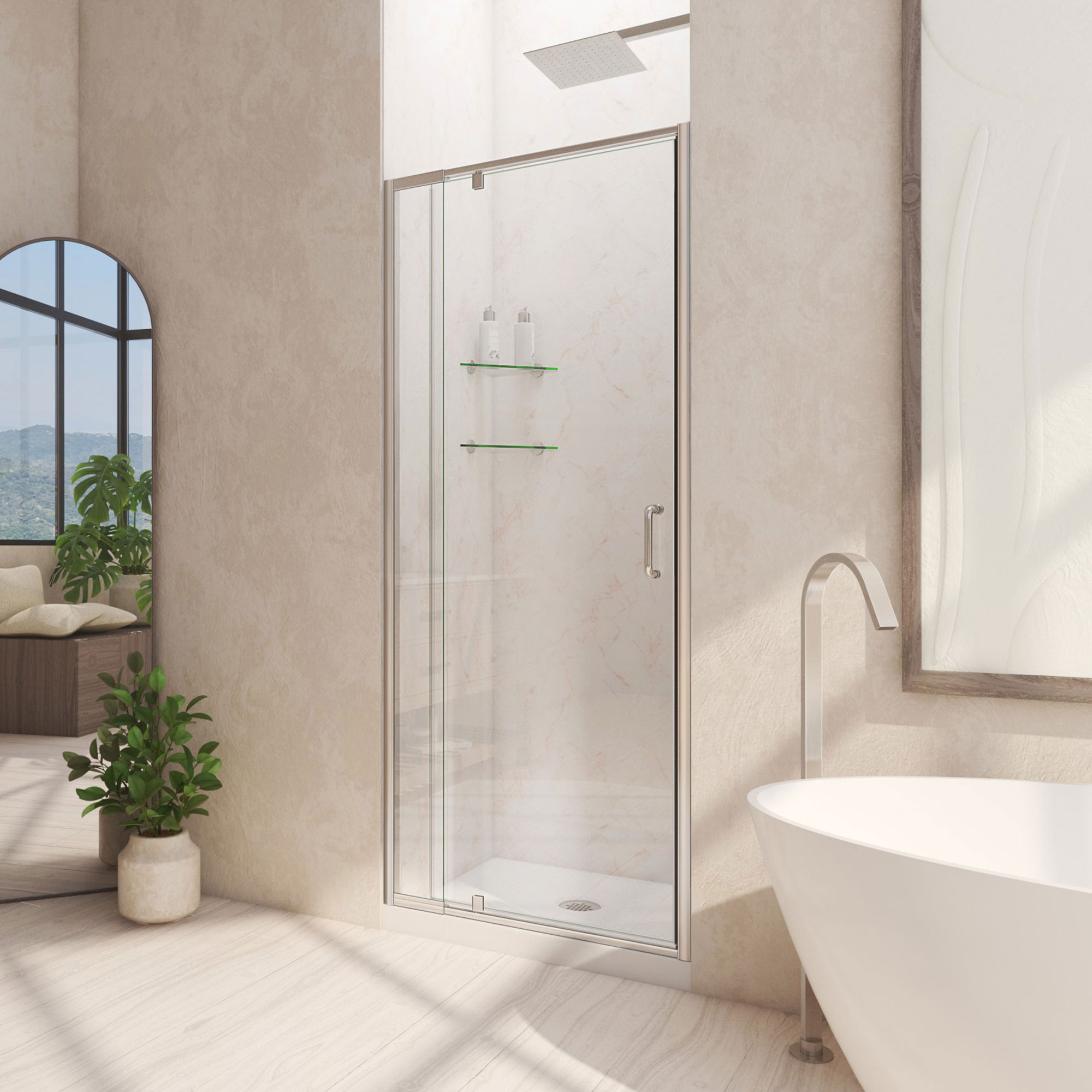 DreamLine Flex 28 - 32 inch W x 72 inch H Semi-Frameless Pivot Shower ...