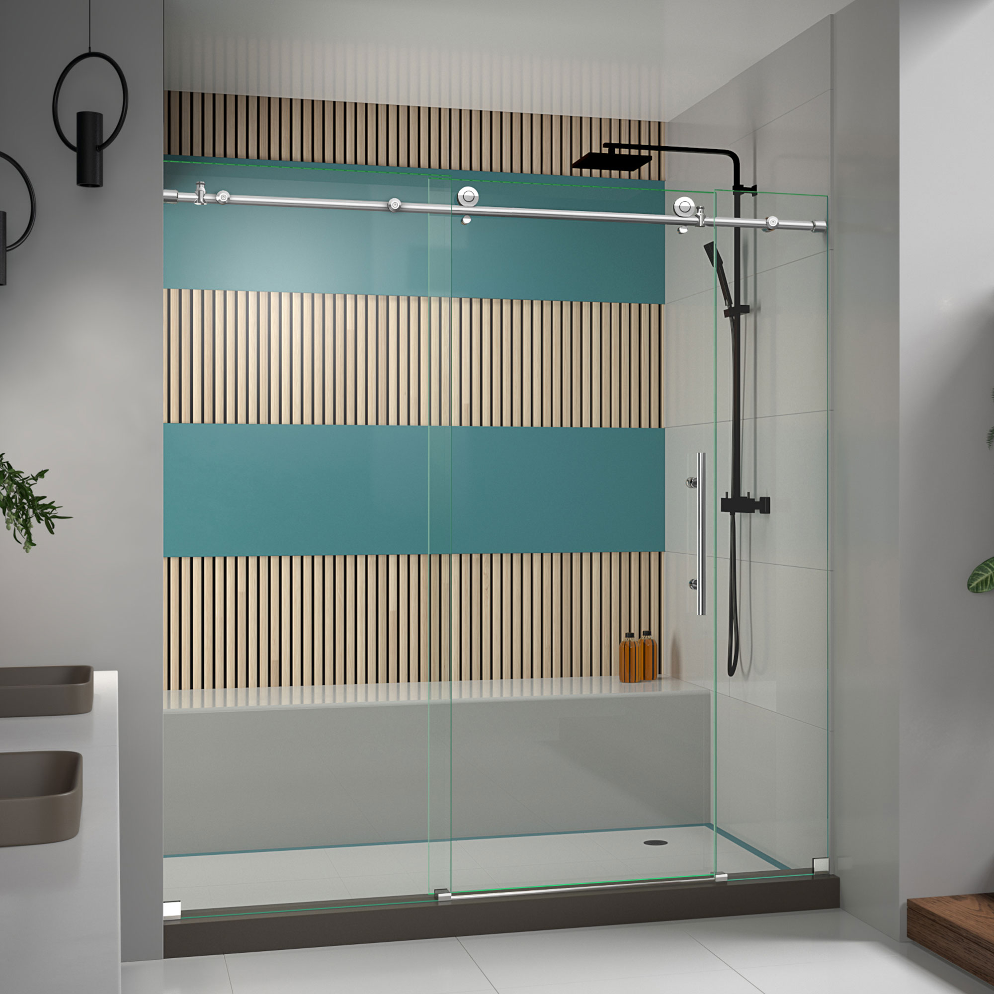 DreamLine Enigma-X 68-72 inch W x 76 inch H Frameless Sliding Shower ...