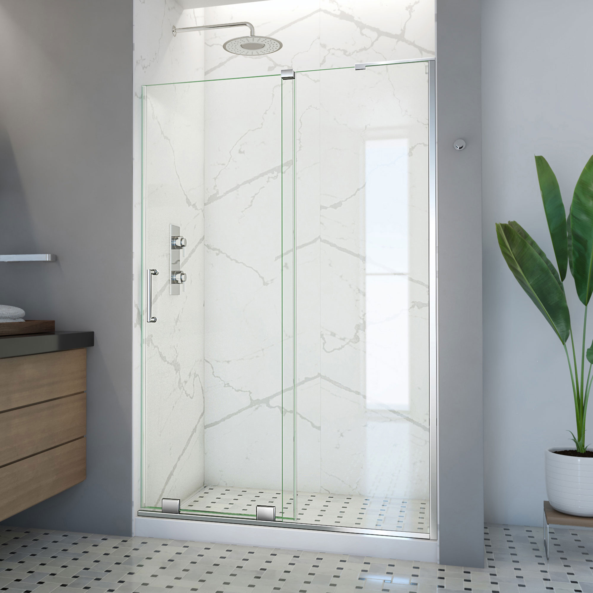 DreamLine Mirage-X 44 - 48 inch W x 71 inch H Frameless Sliding Shower ...