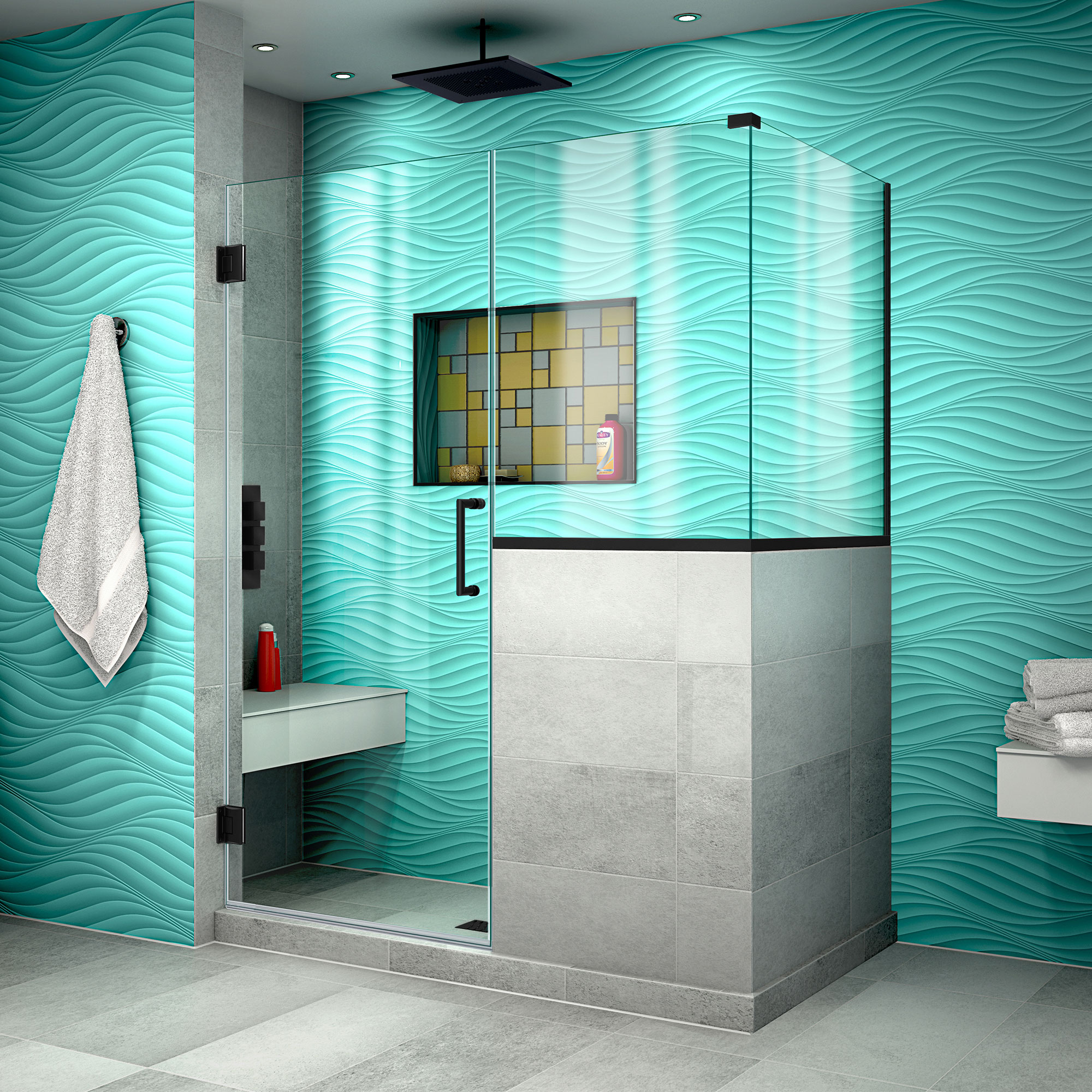 DreamLine Unidoor Plus 47 inch W x 30 3/8 inch D x 72 inch H Frameless ...