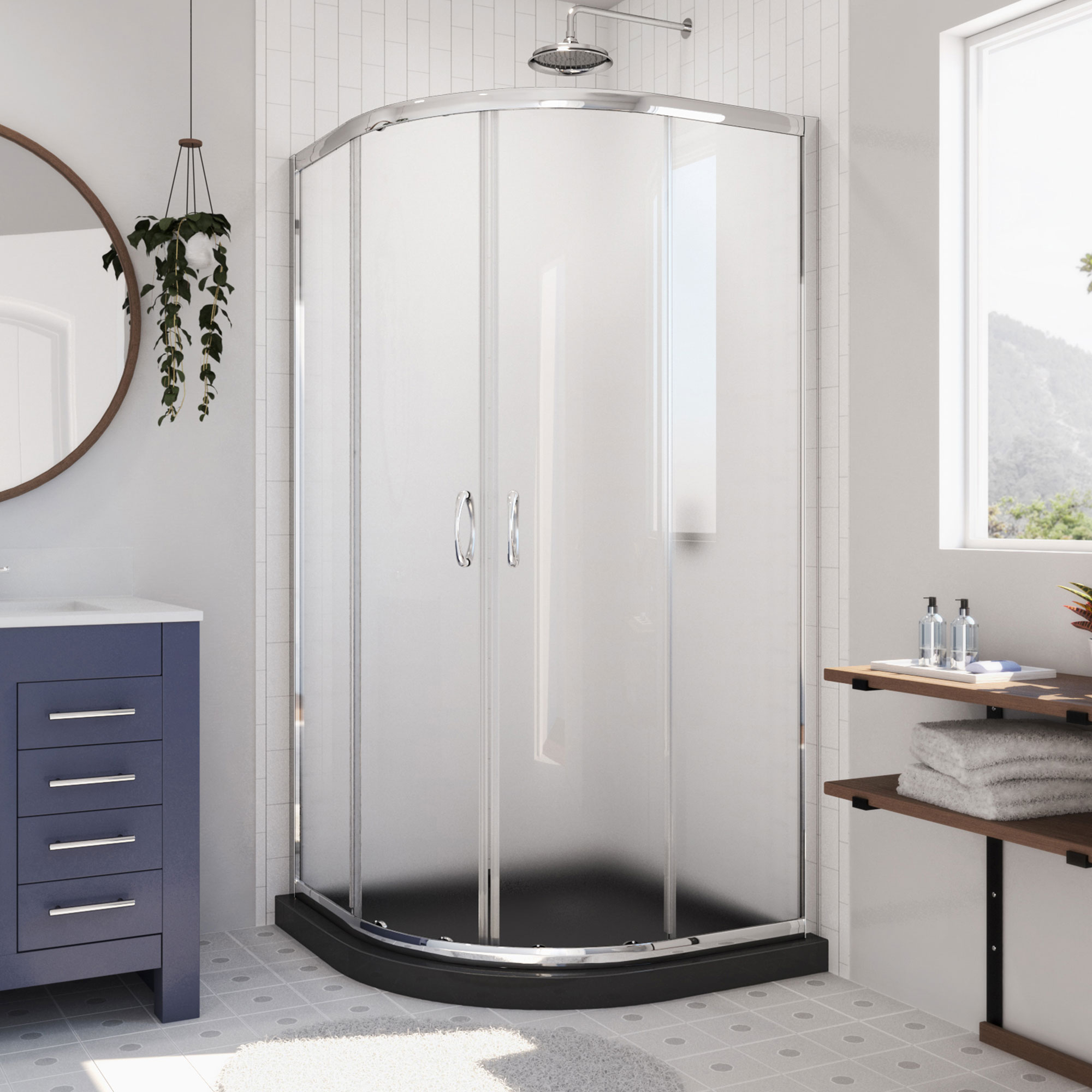 DreamLine Prime 36 inch D x 36 inch W x 74 3/4 inch H Semi-Frameless ...