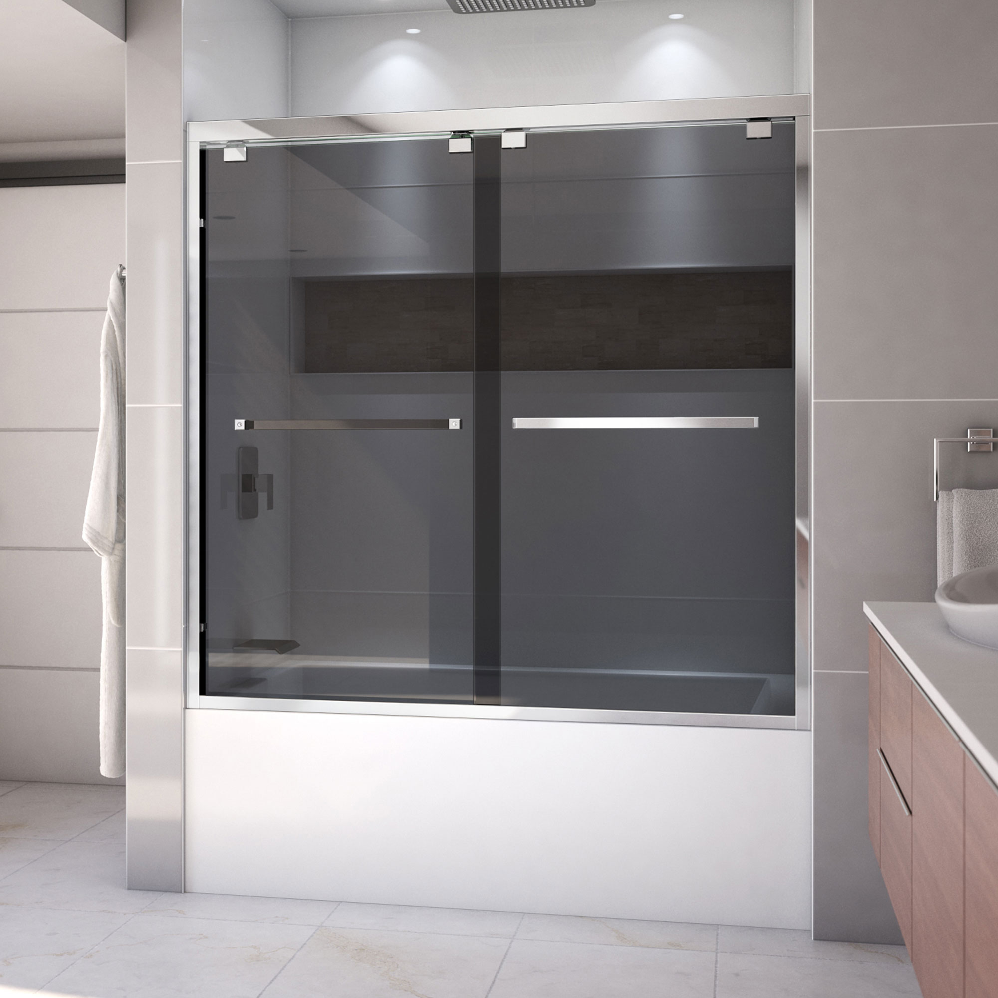 DreamLine Encore 56 - 60 inch W x 58 inch H Semi-Frameless Bypass Tub ...