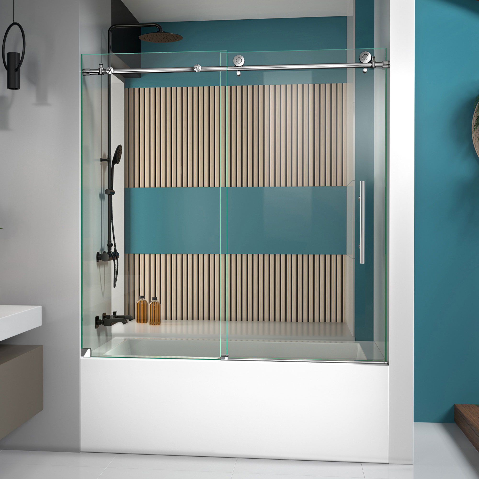 DreamLine Enigma-X 55 - 59 inch W x 62 inch H Frameless Sliding Tub ...