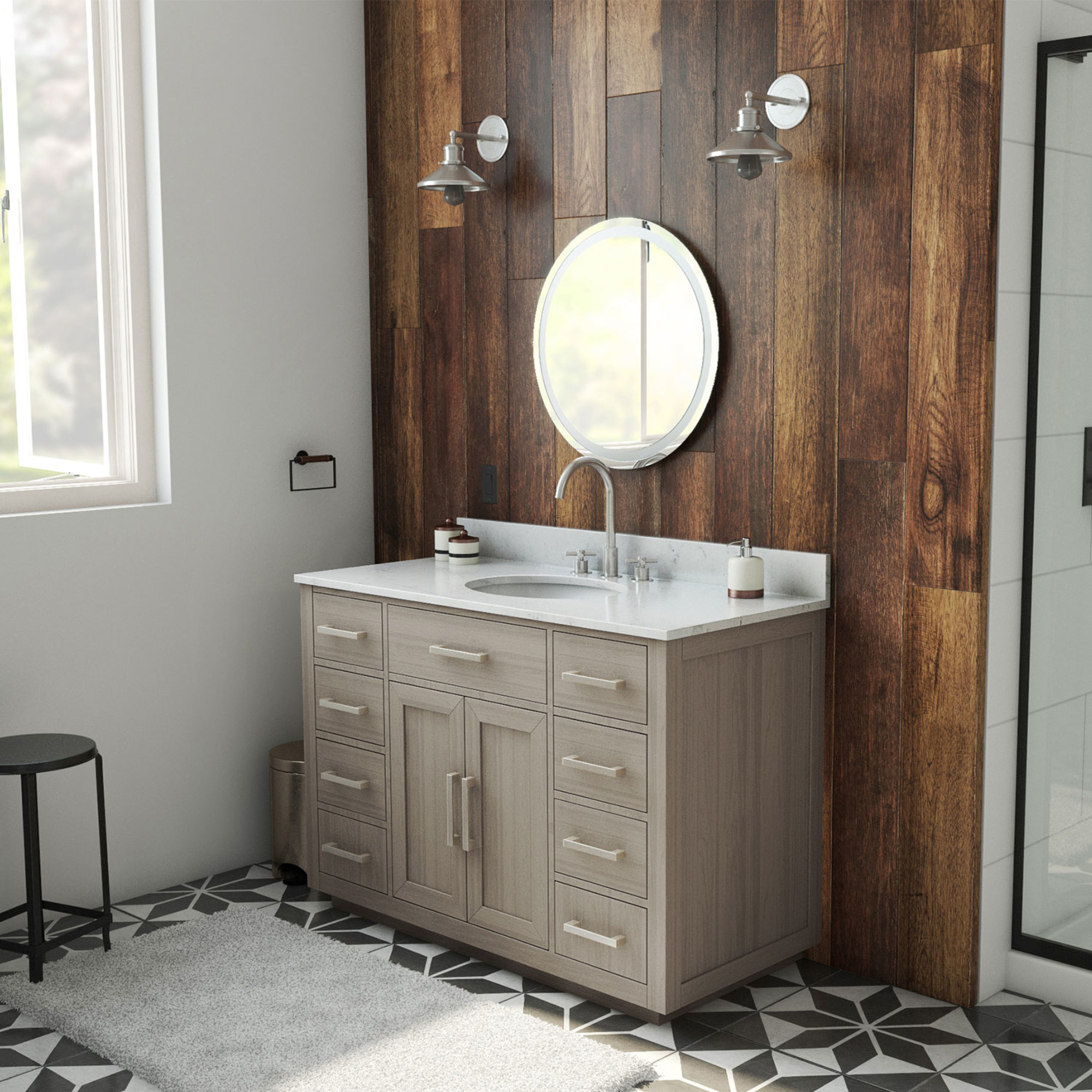 DreamLine Dexterity 48 inch W x 22 inch D x 34 inch H Single Oval Sink ...