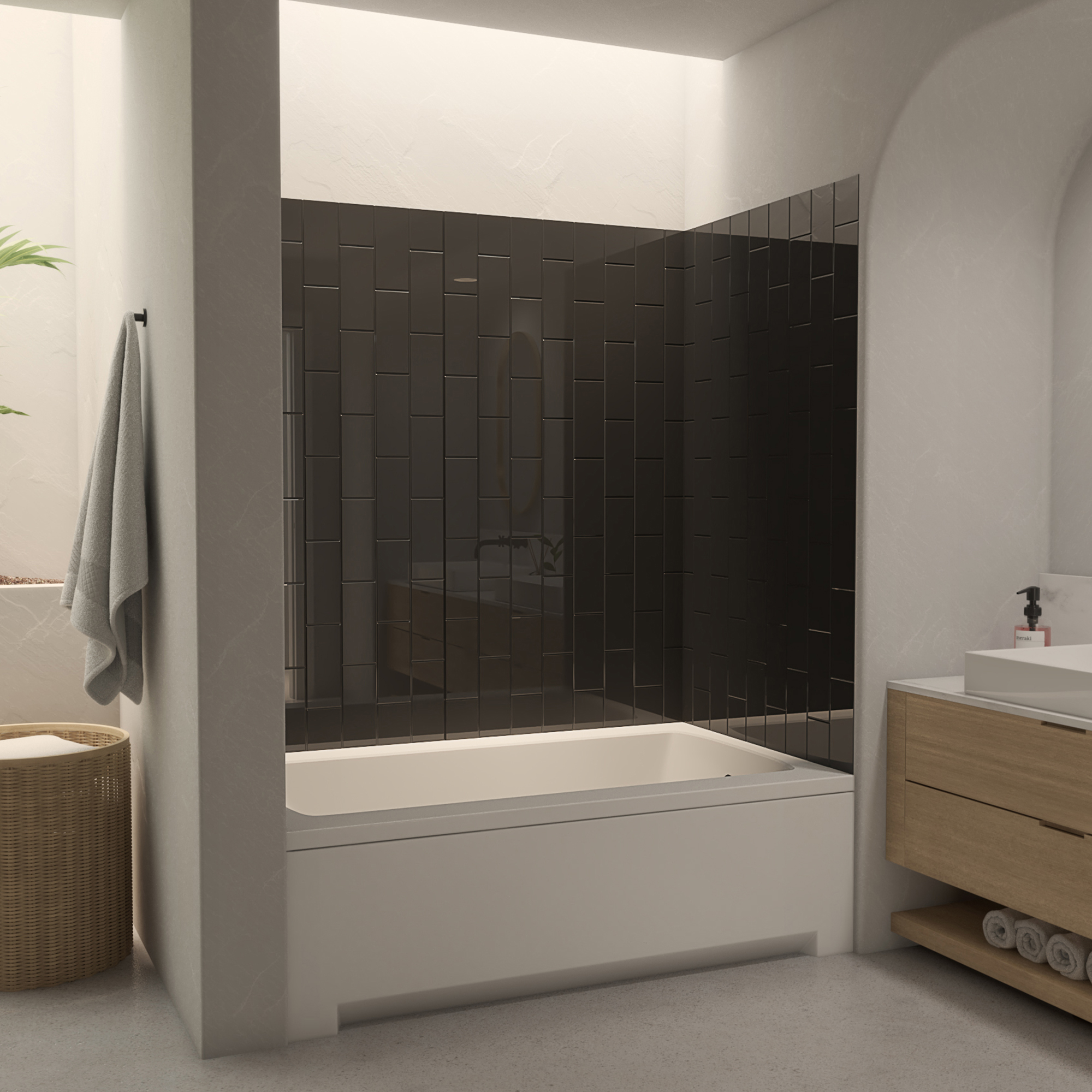 DreamLine QWALL-VS 56 - 60 inch W x 36 inch D x 62 inch H Acrylic Wall ...