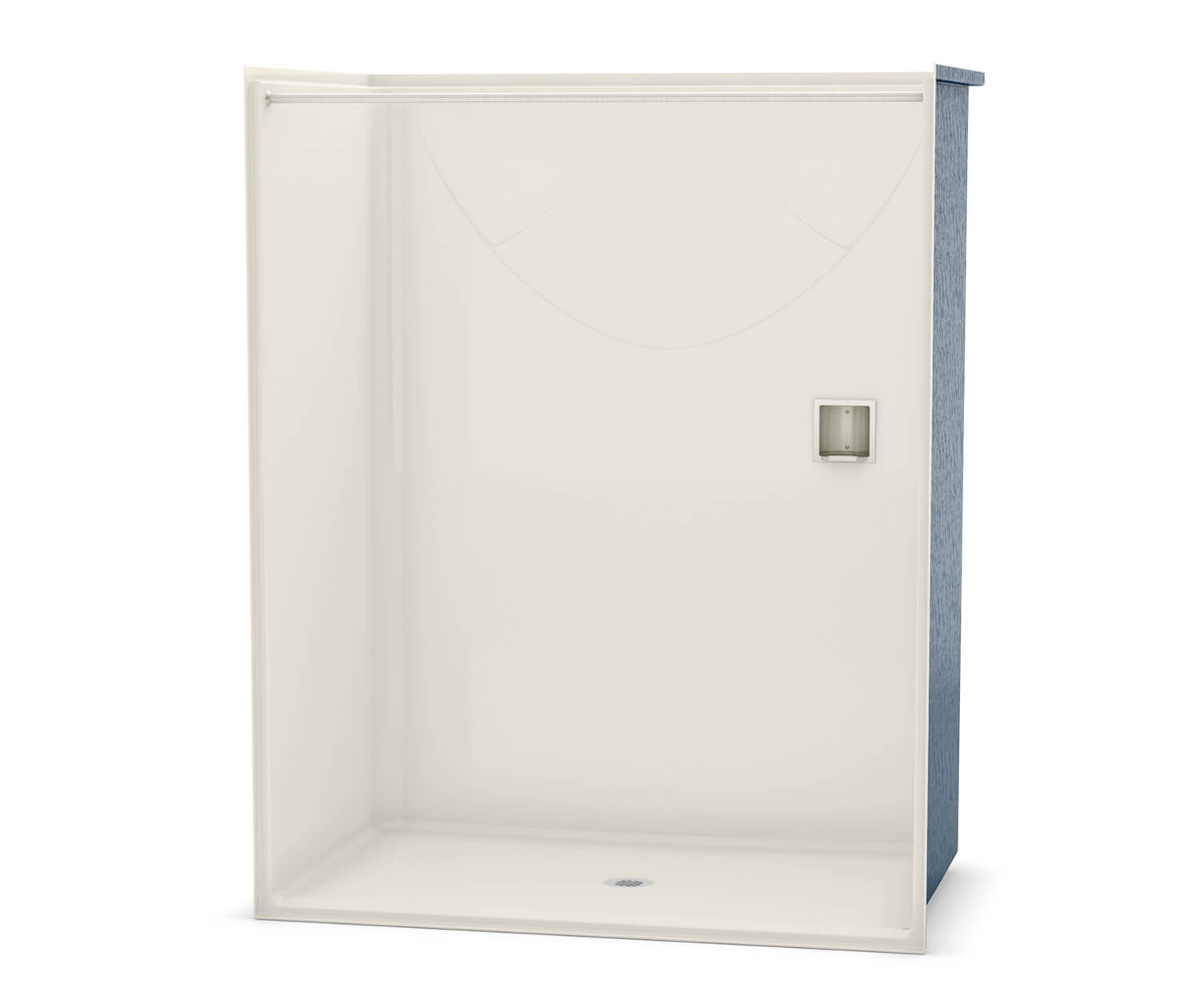 OPS-6036 AcrylX Alcove Center Drain One-Piece Shower in Biscuit - Base ...