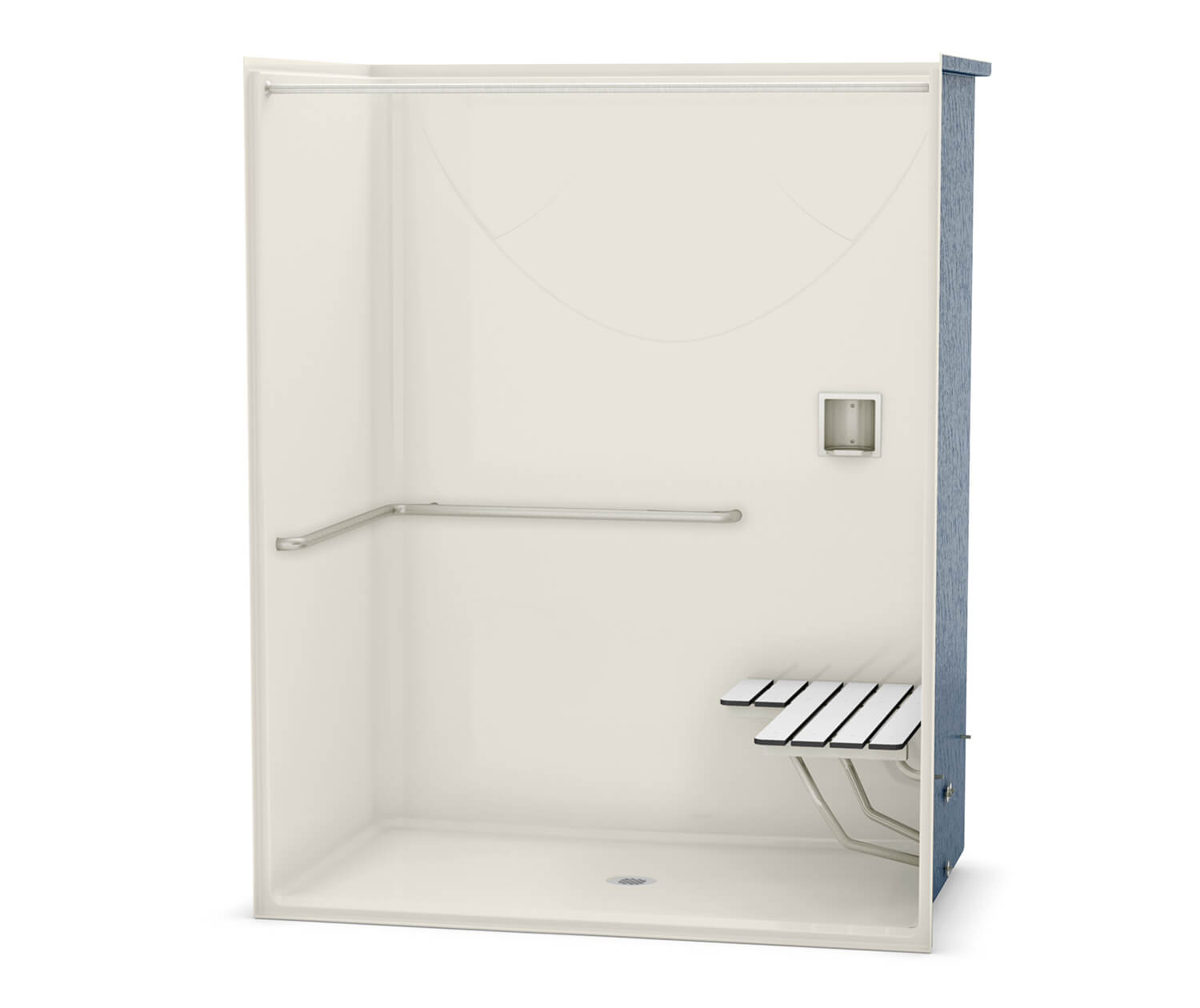 OPS-6036 AcrylX Alcove Center Drain One-Piece Shower in Sterling Silver ...