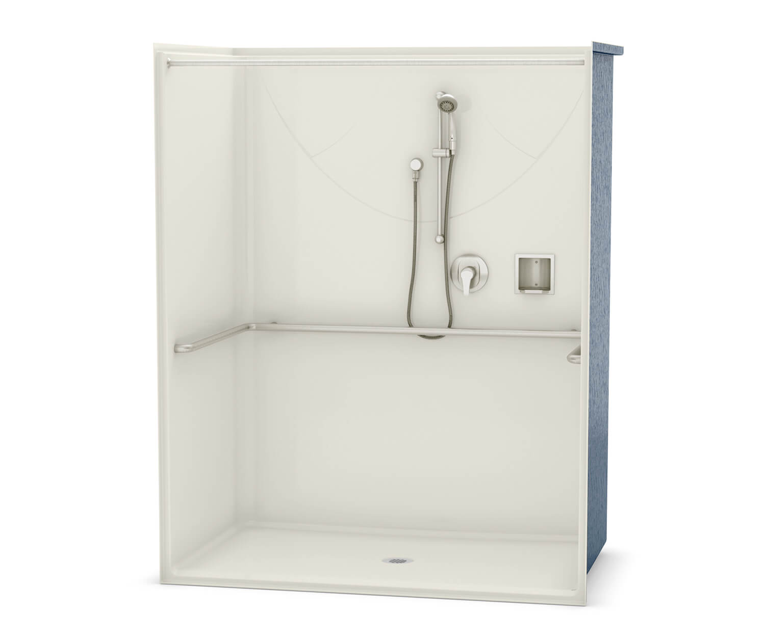 OPS-6036-RS AcrylX Alcove Center Drain One-Piece Shower in Biscuit ...
