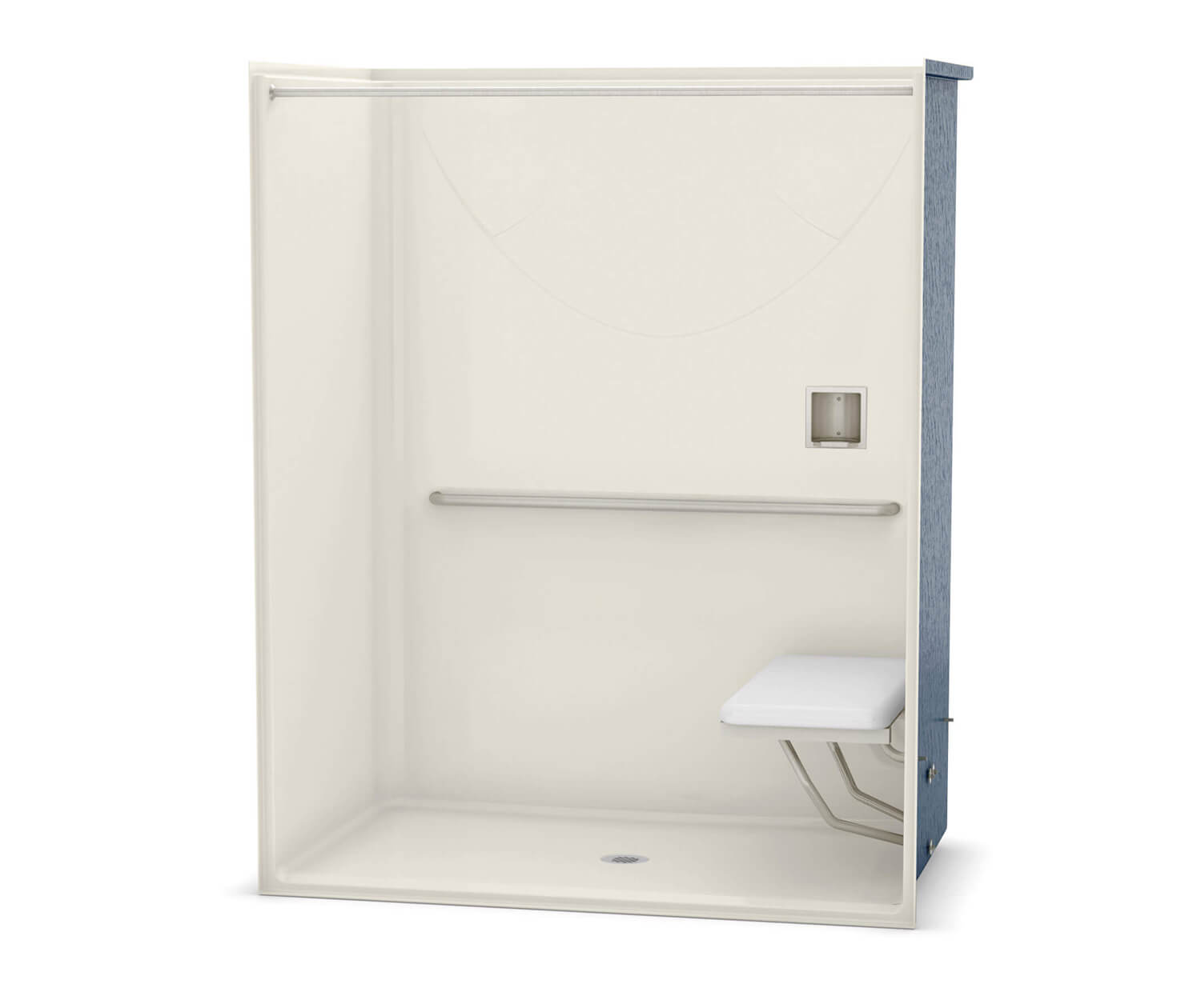 OPS-6036-RS AcrylX Alcove Center Drain One-Piece Shower in Biscuit ...