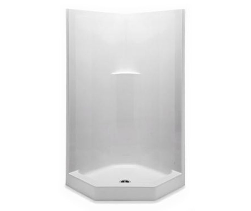 1382NAT 38 x 38 AcrylX Corner Center Drain One-Piece Shower in Linen ...