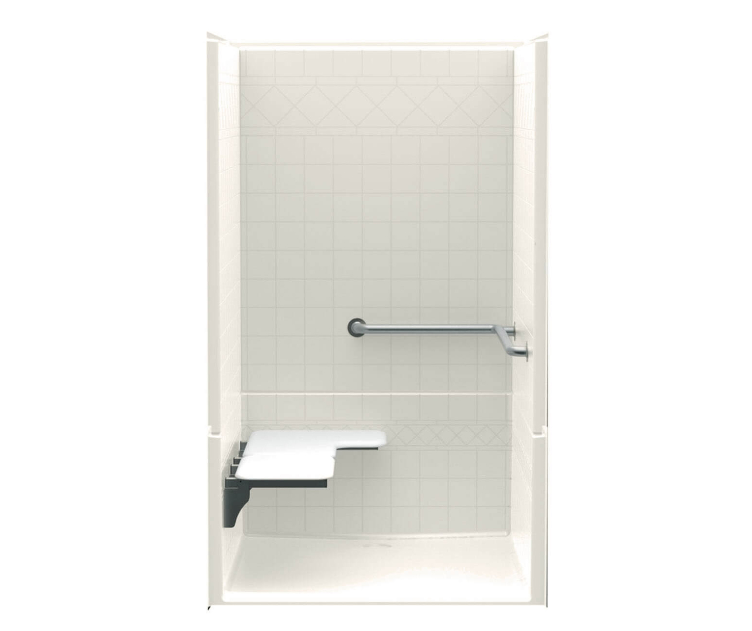 F1424P 42 x 48 AcrylX Alcove Center Drain Four-Piece Shower in Biscuit ...