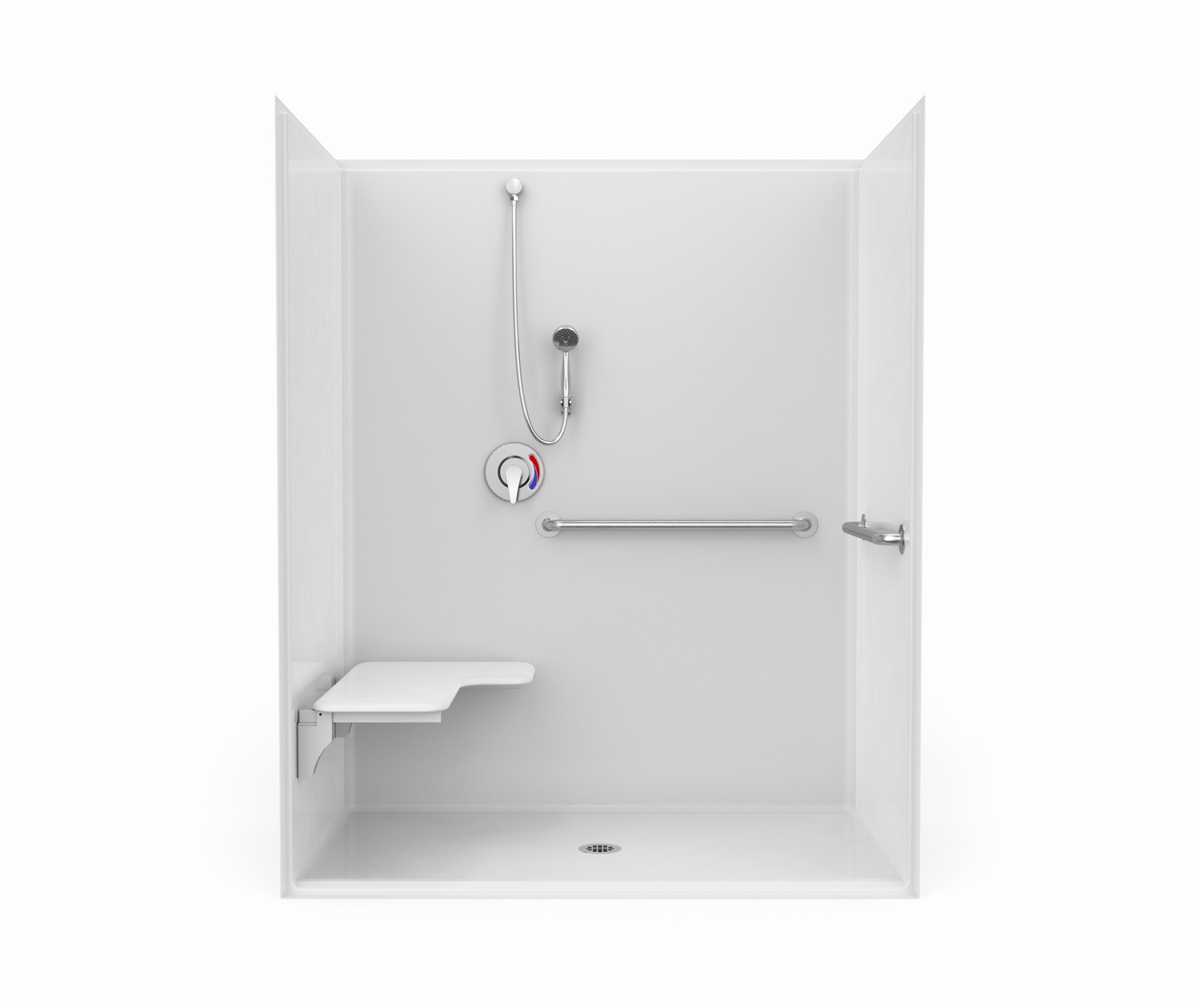 1603BFSDCA 60 x 34 AcrylX Alcove Center Drain One-Piece Shower in White ...