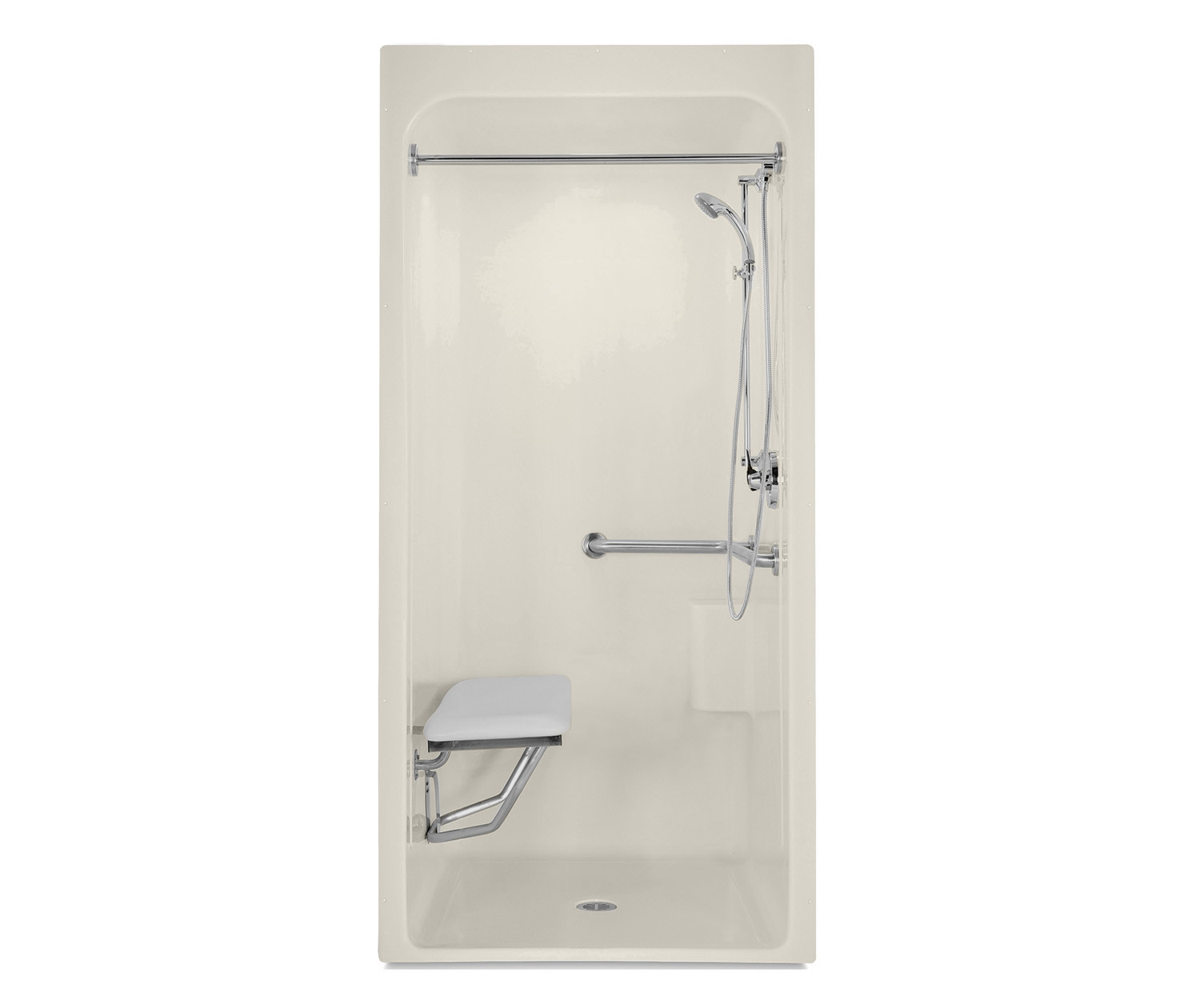 3636BFSCMA Acrylic Alcove Center Drain One-Piece Shower in Biscuit ...