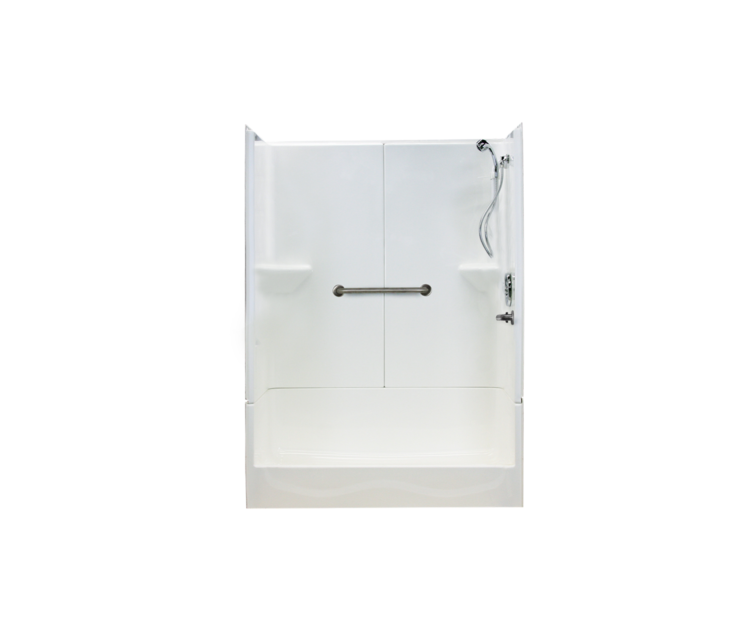MPZ9954X 54 X 28 AcrylX Three Piece Alcove Back Center Drain Shower In mpz9954x-54-x-28-acrylx-three-piece-alcove-back-center-drain-shower-in