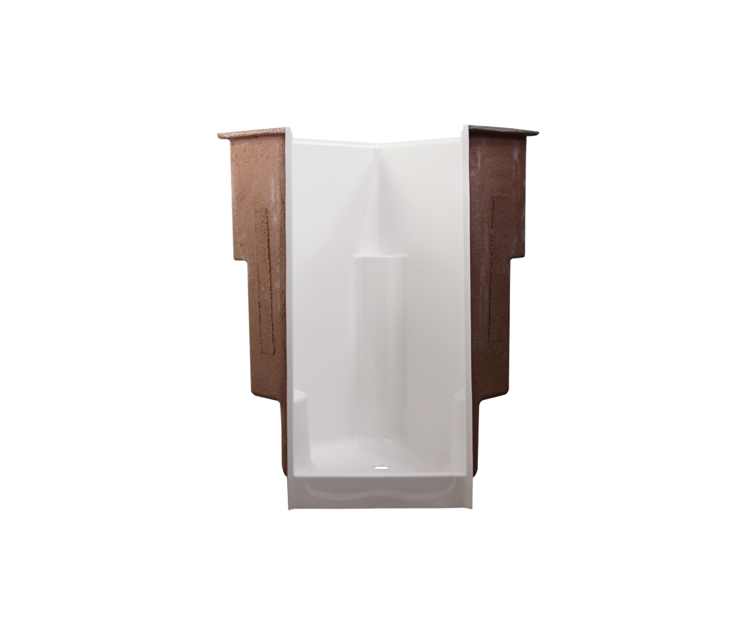 RE4924 49 x 49 AcrylX One-Piece Corner Center Drain Shower in Biscuit ...