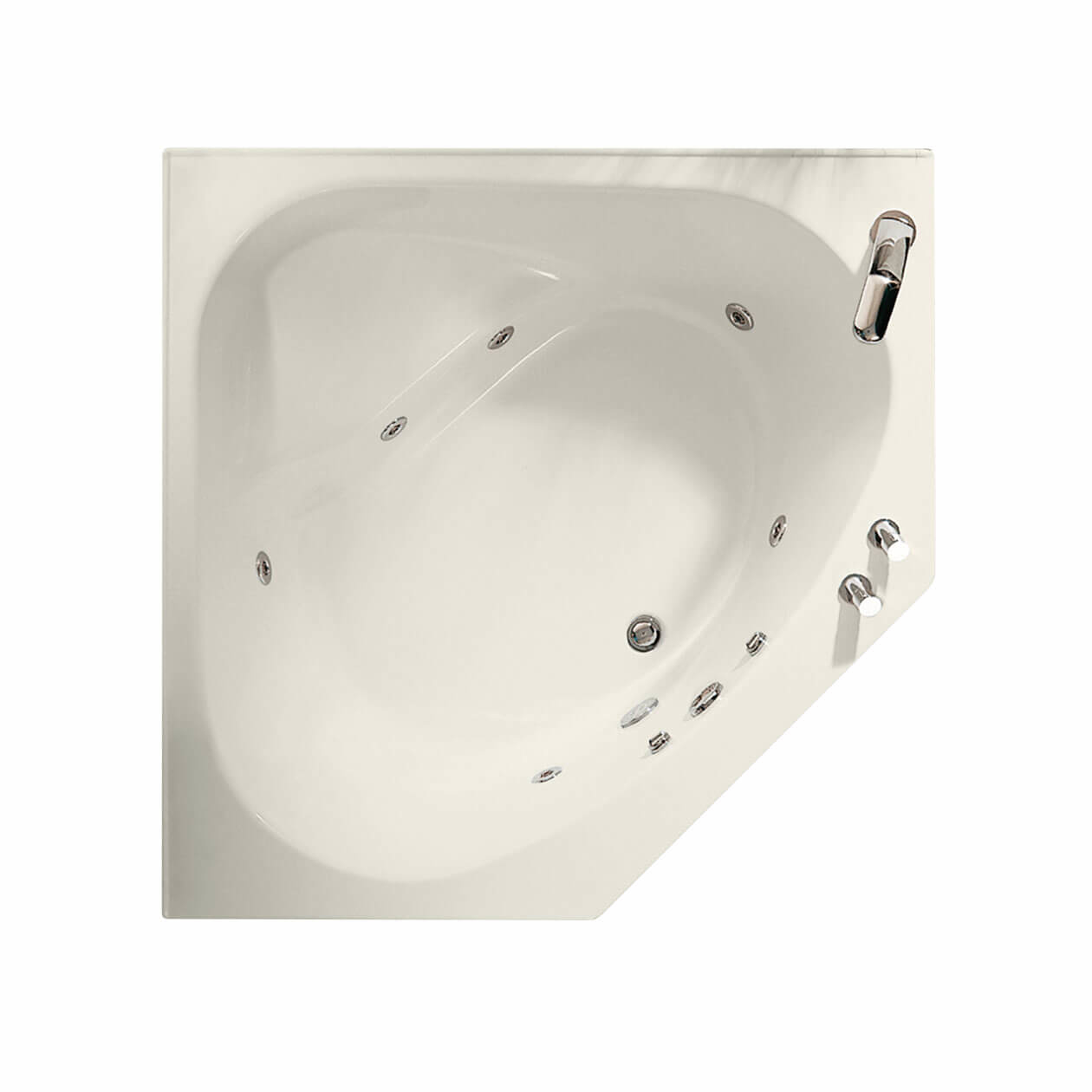 Tandem 5454 Acrylic Corner Center Drain Whirlpool Bathtub in Biscuit Bath Maax en