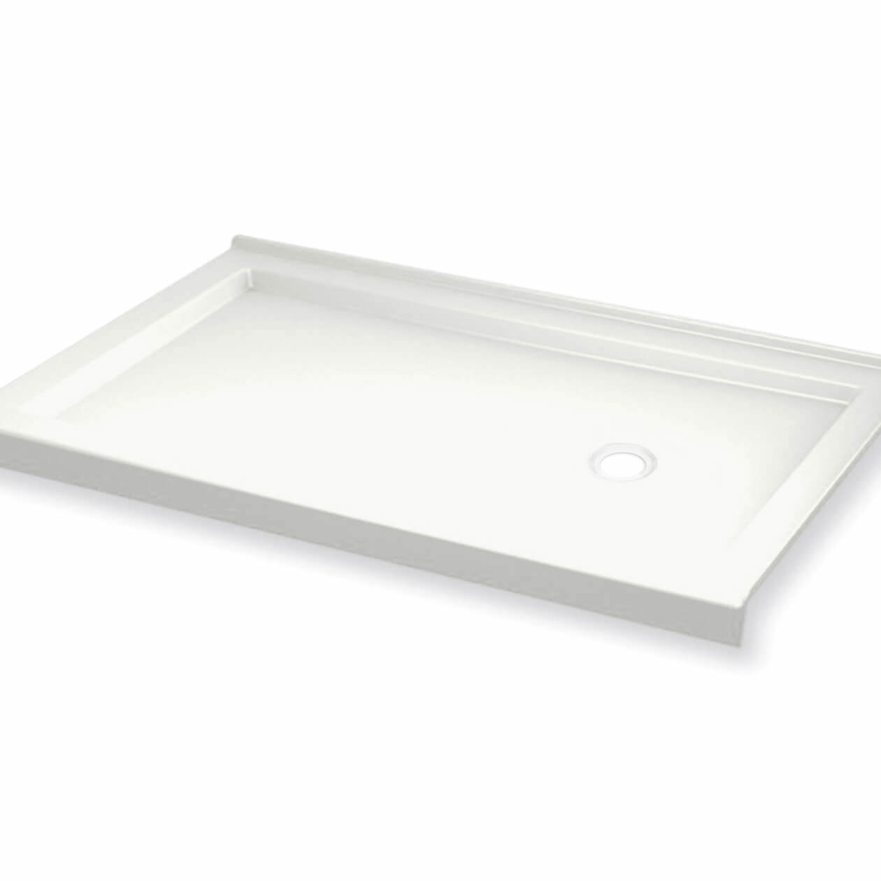 B3Round 6036 Acrylic Corner Right Shower Base in White with Center Drain | Shower Base, Maax