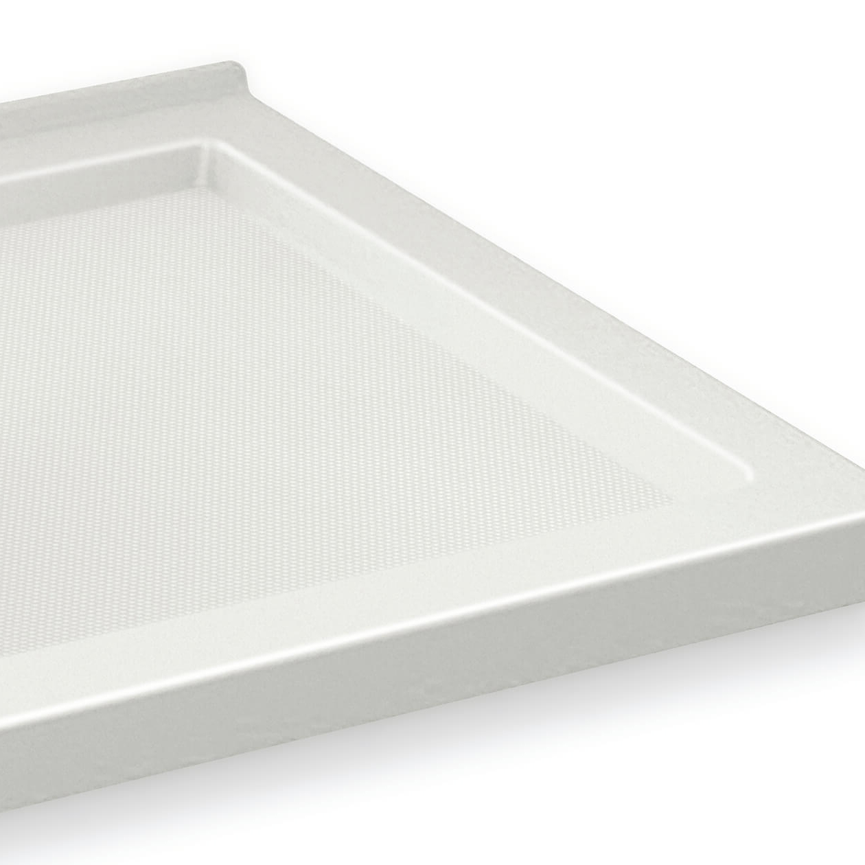 B3Round 6036 Acrylic Corner Left Shower Base in White with Anti-slip Bottom with Center Drain ...