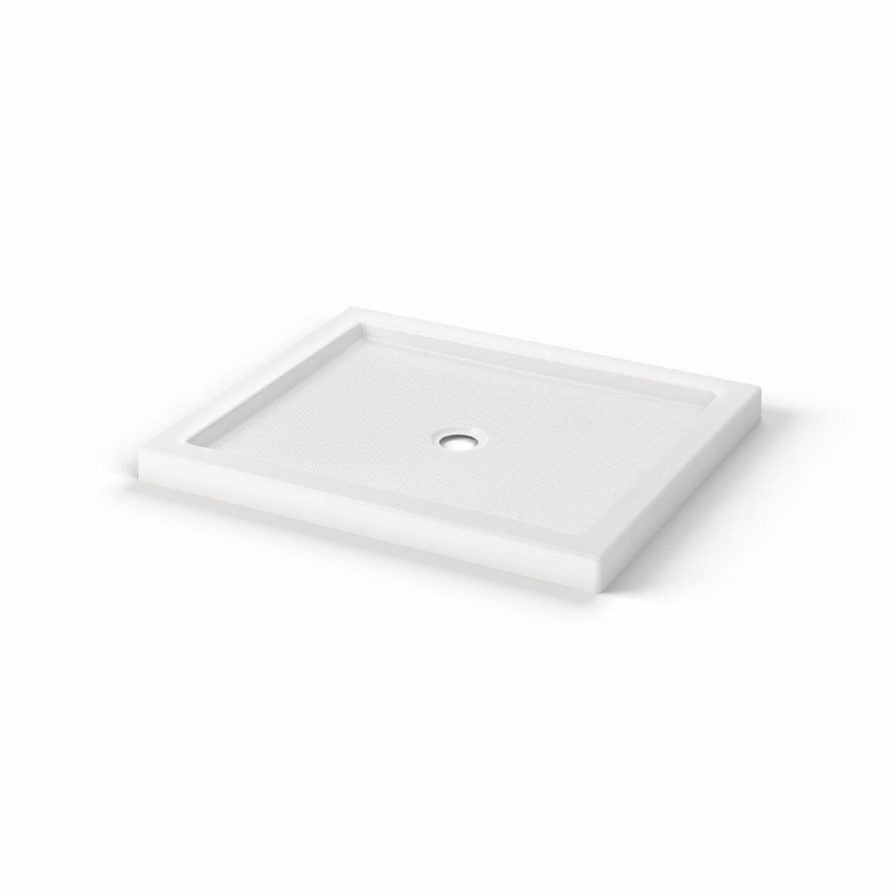 B3Round 4236 Acrylic Corner Right Shower Base in White with Anti-slip Bottom with Center Drain ...