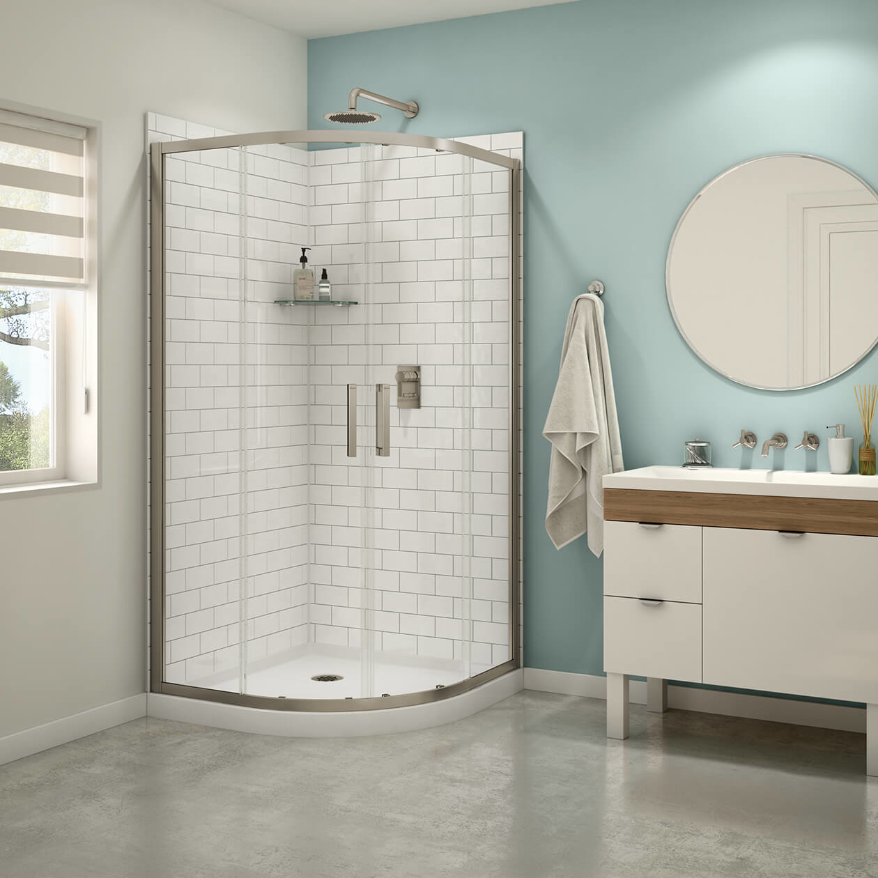 Sakura Ensemble de douche 38 x 38 en acrylique avec drain central ...