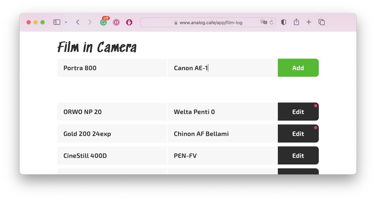 A Film Photographer’s Note-Taking App