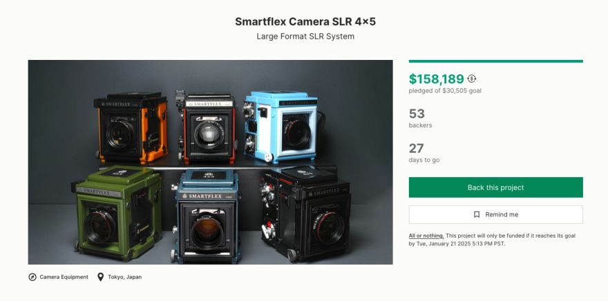 Smartflex, a lightweight 4x5 SLR, launched and reached its goal on ...