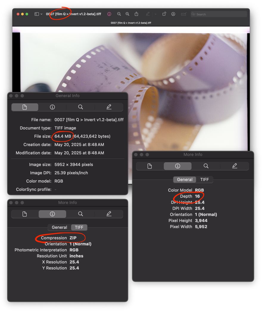 Updated: `film Q v1.0.0-beta.10` adds support for lossless TIFF output in 16-bit colour.