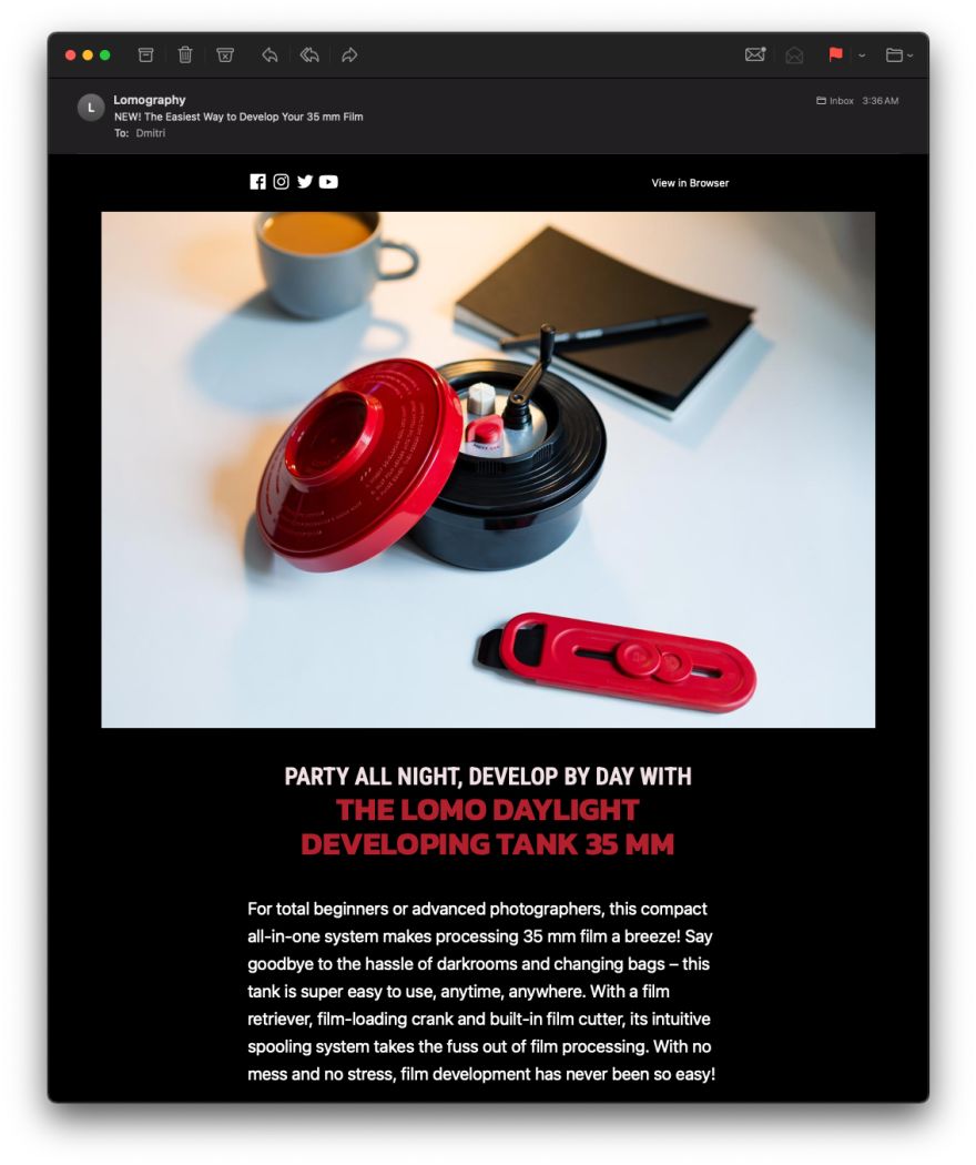 Lomography released a development tank that makes loading film easier.