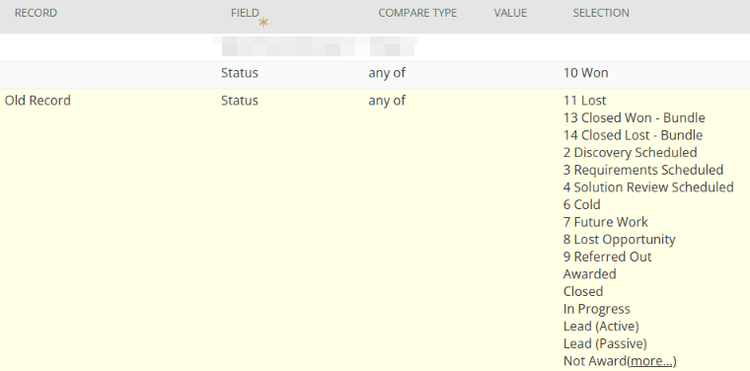 Using the "Old Record" Condition in a NetSuite Workflow