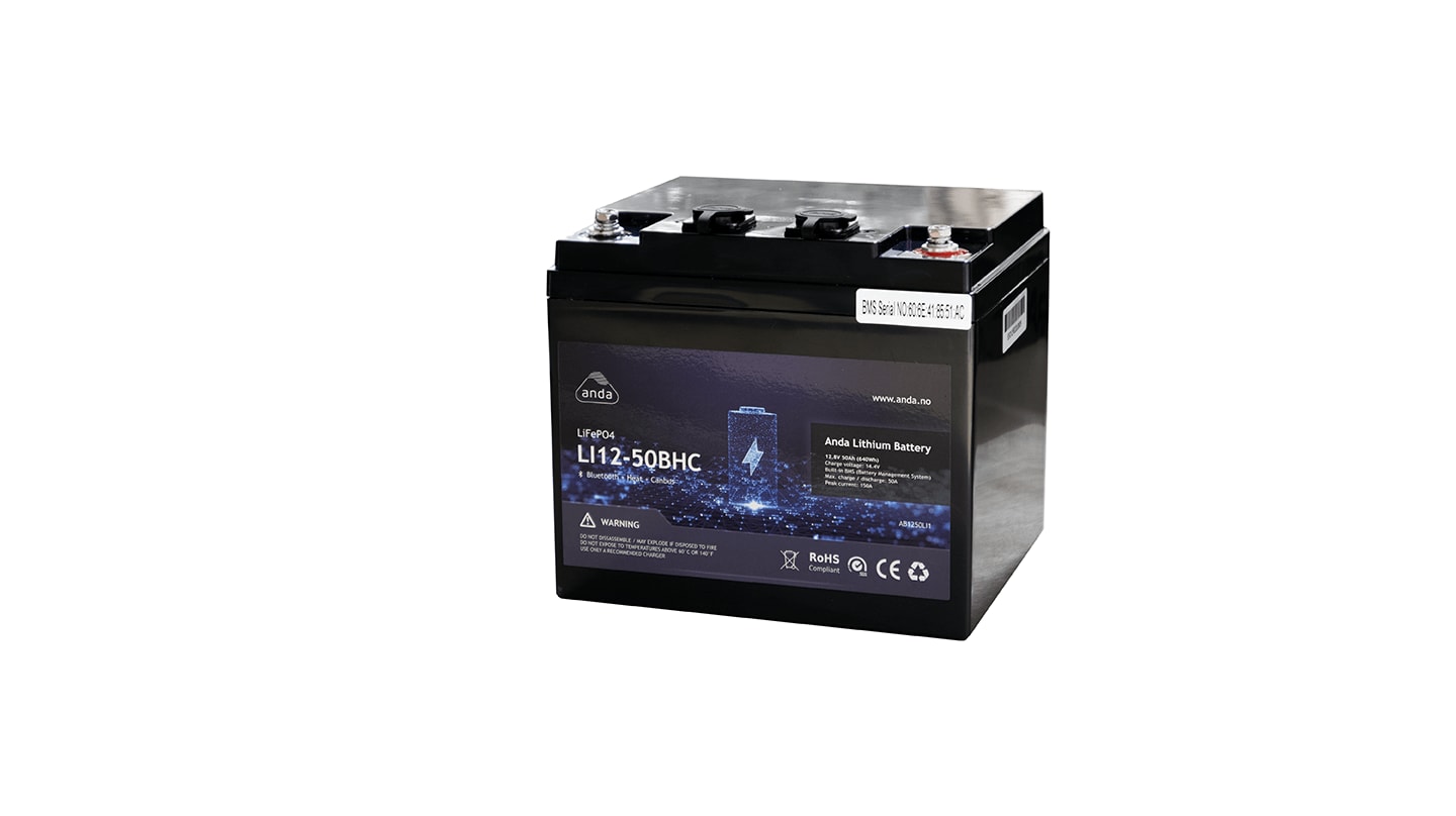 Anda Lithium Batteri 12V 50Ah Bluetooth, Heat, Canbus Anda Olsen