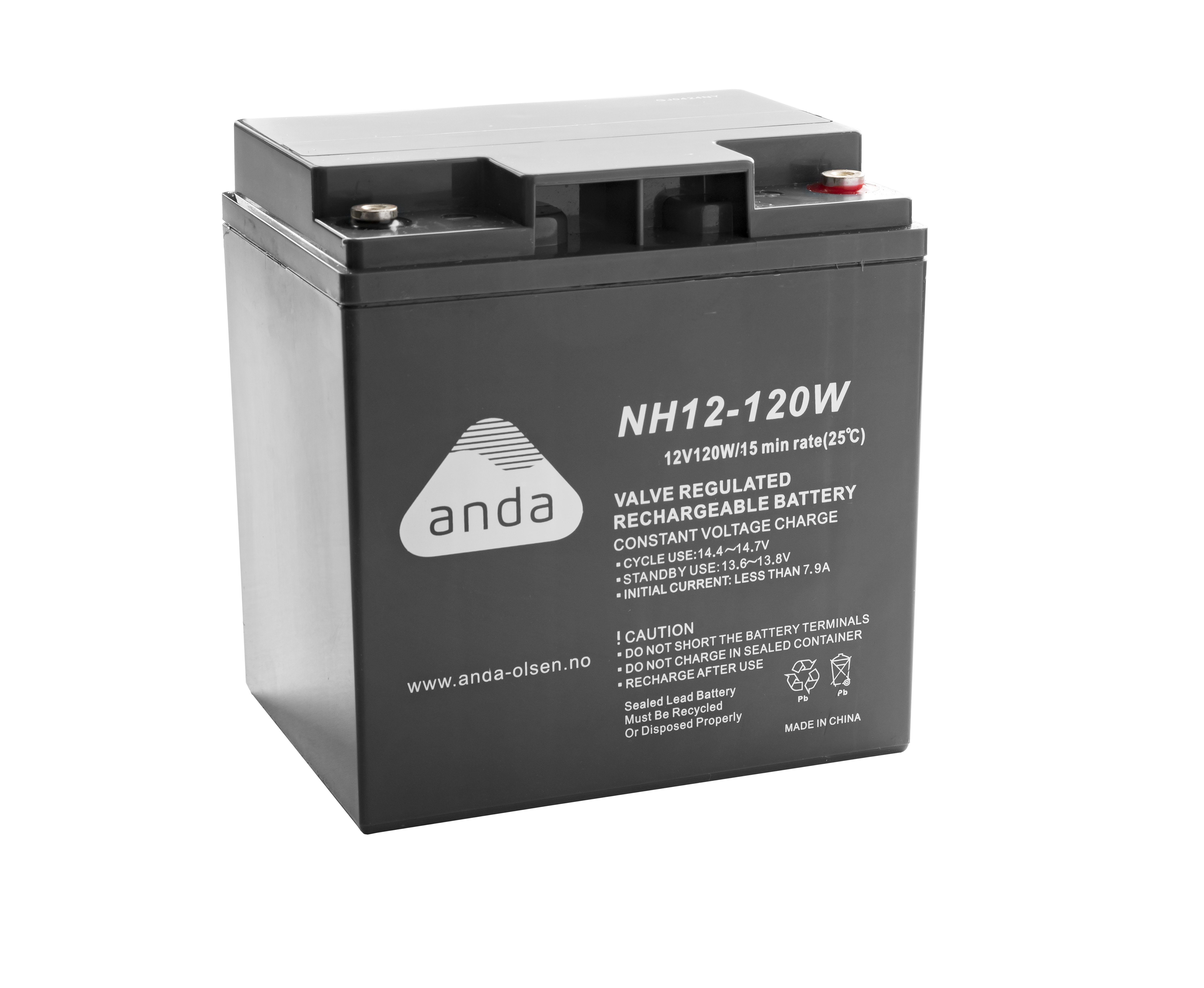 Anda AGM Batteri NH 12V 30Ah 120W Høyrate T10 Anda-Olsen