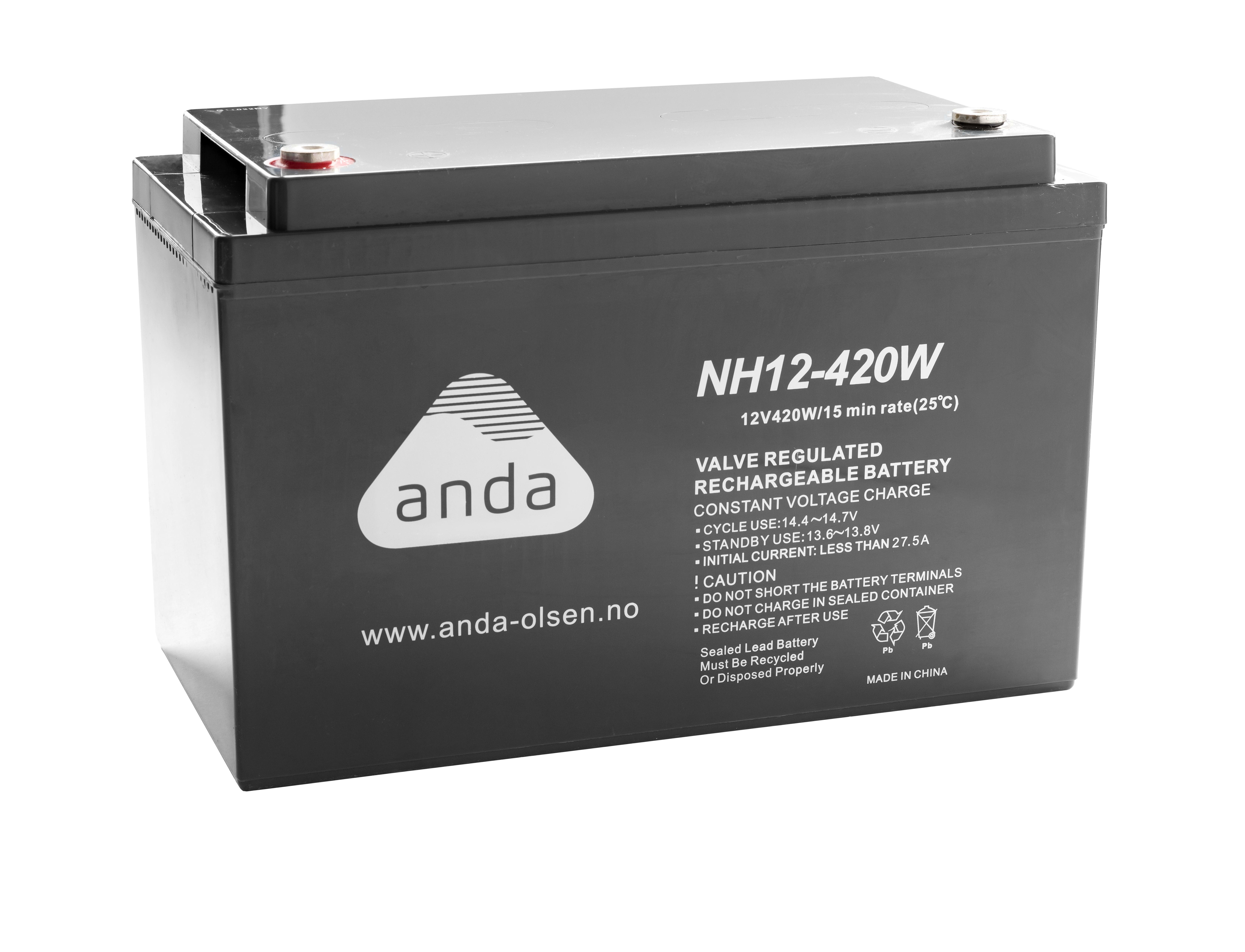 Anda AGM Batteri NH 12V 110Ah 420W Høyrate T13 Anda-Olsen