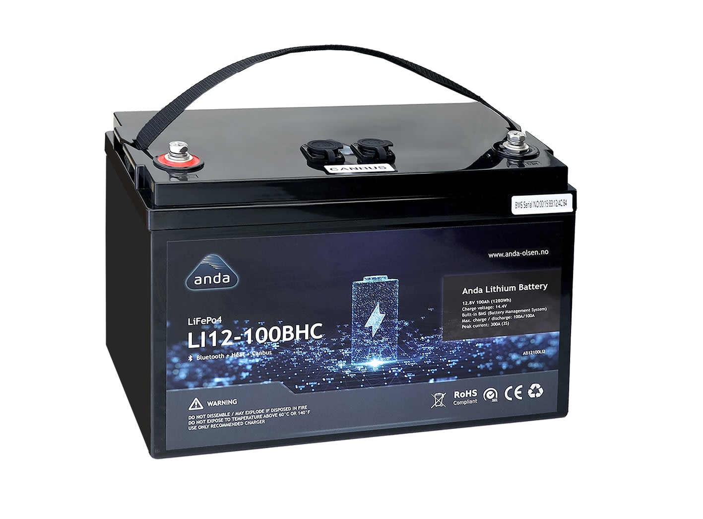Anda Lithium Batteri | Heatfoil Canbus Bluetooth 12V 100Ah