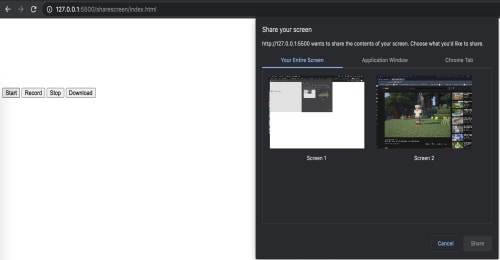 Phát triển công cụ Record Screen sử dụng WebRTC javascript