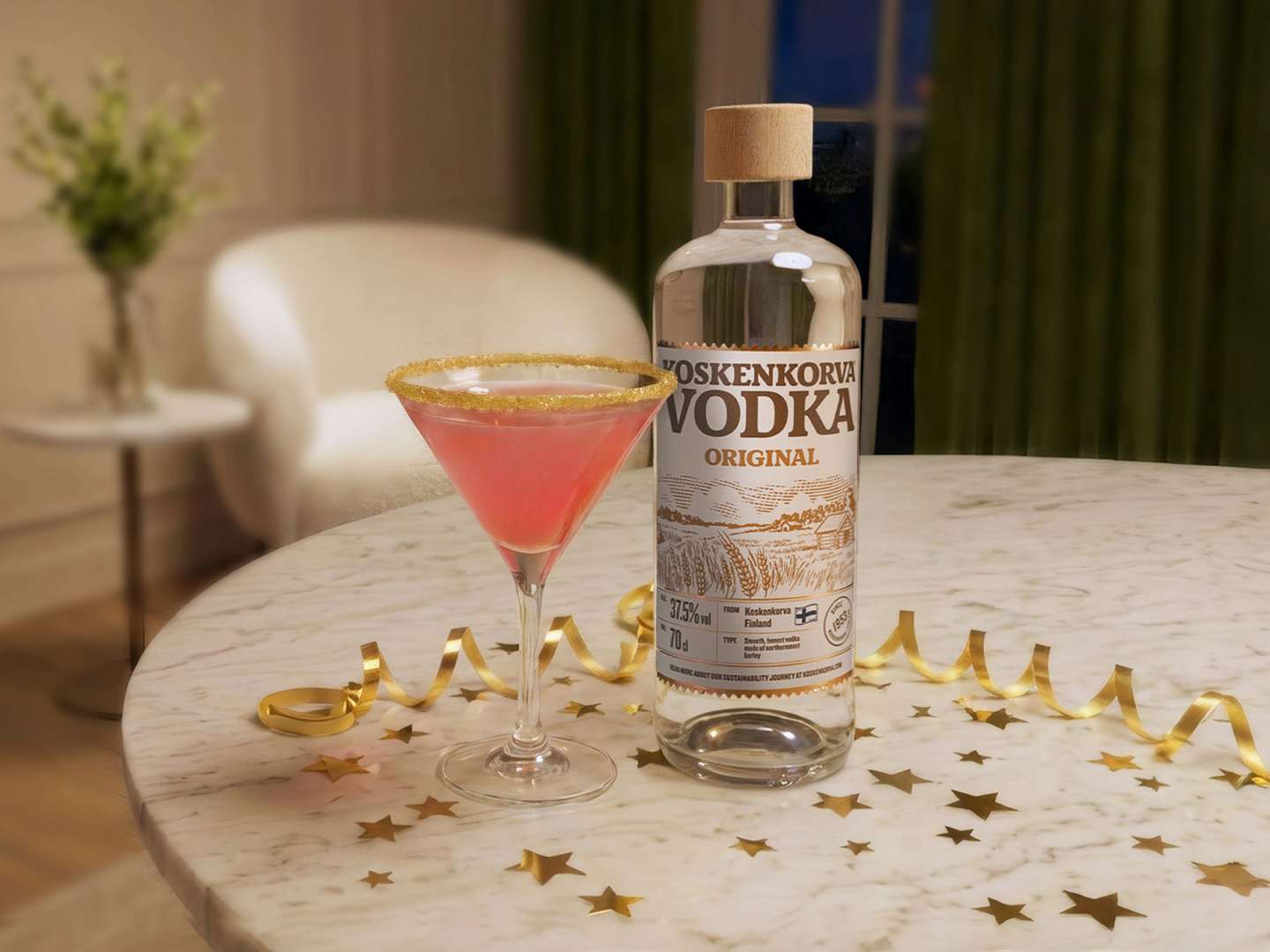 Golden Sparkle - recept på drink med glitter till nyår | folk o folk