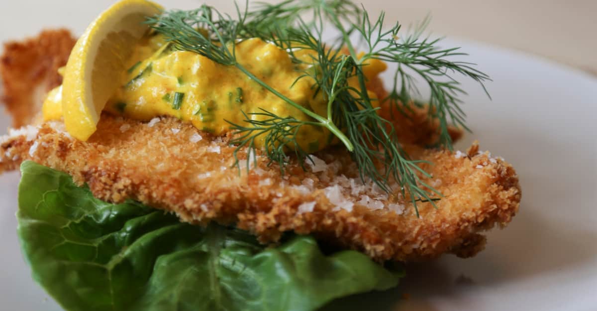 Fish fillet breaded in panko with LINIE remo and citrus | Matured at ...