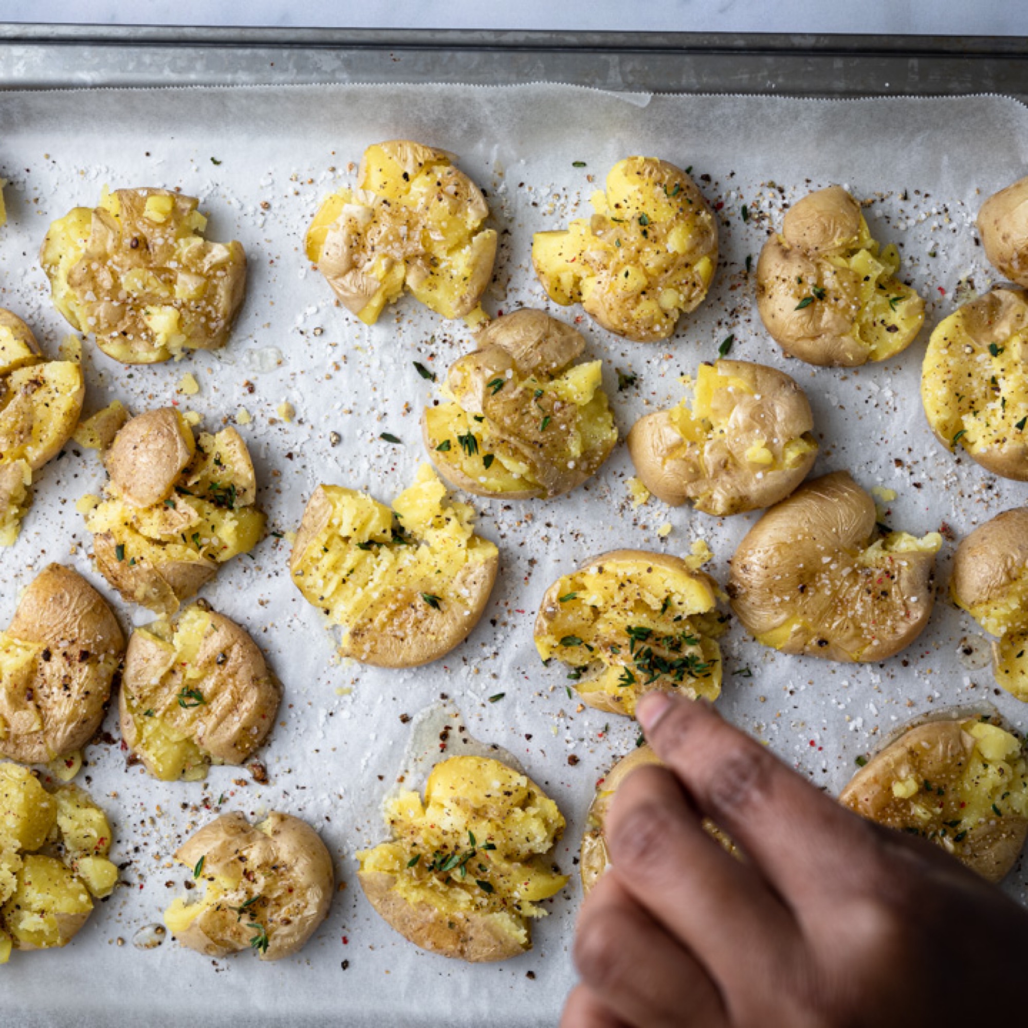 Crispy Duck Fat Smashed Potatoes | Combi Steam Oven Recipes