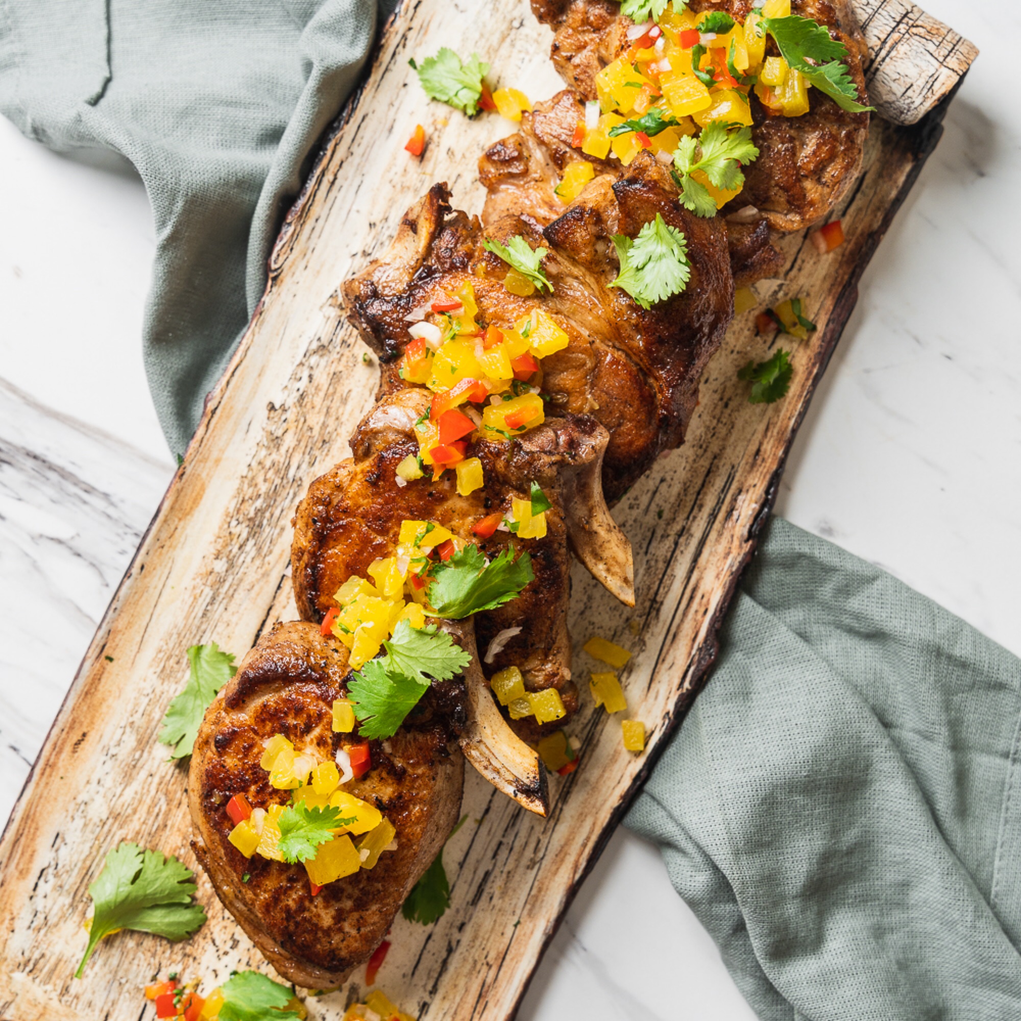 Orange-Fennel Roasted Pork Chops with Compressed Pineapple Salsa ...