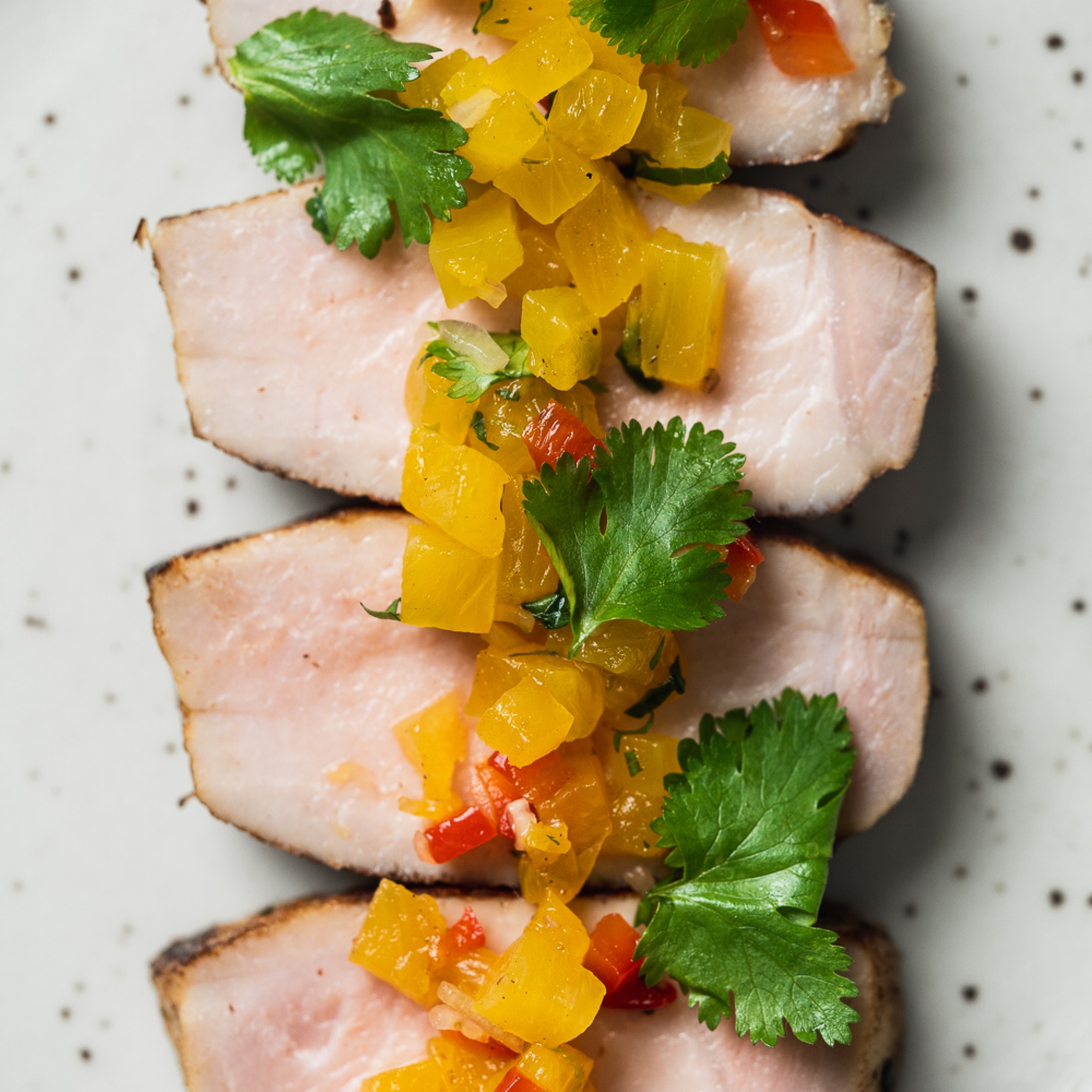 Orange-Fennel Roasted Pork Chops with Compressed Pineapple Salsa ...