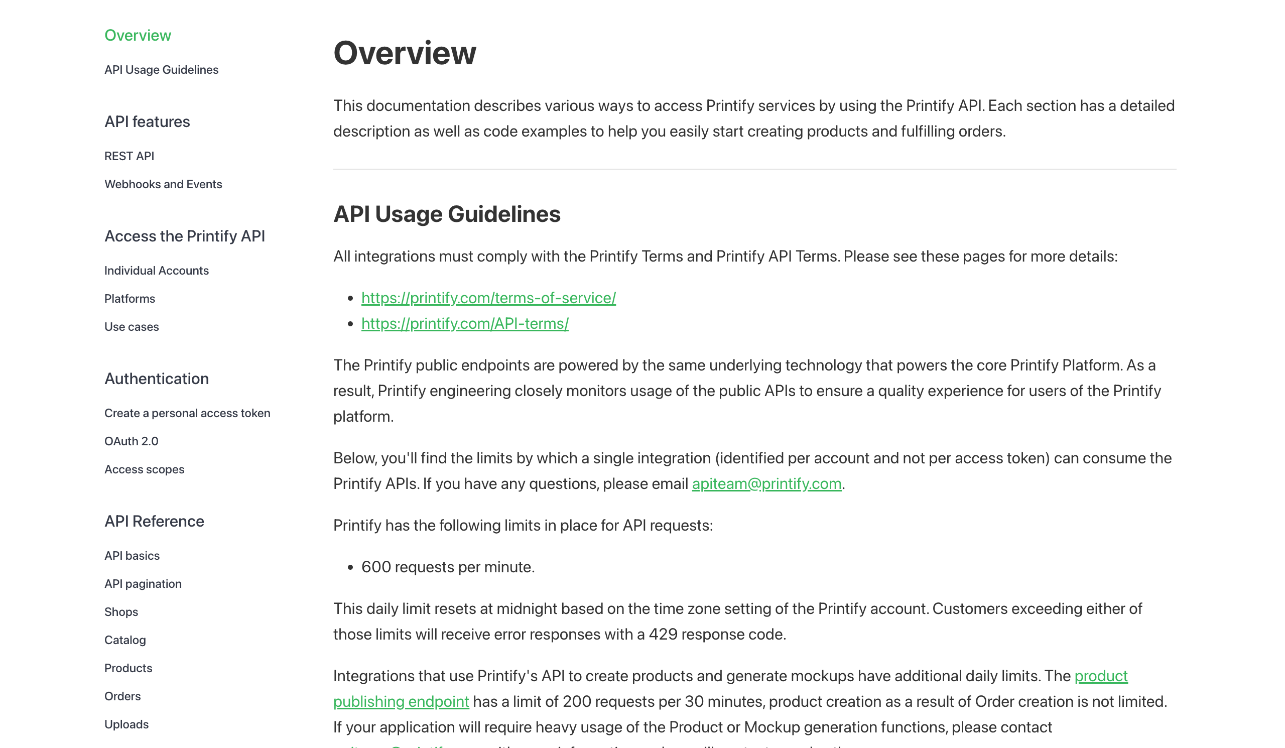 Printify Api Developer Docs Apis Sdks And Auth Api Tracker