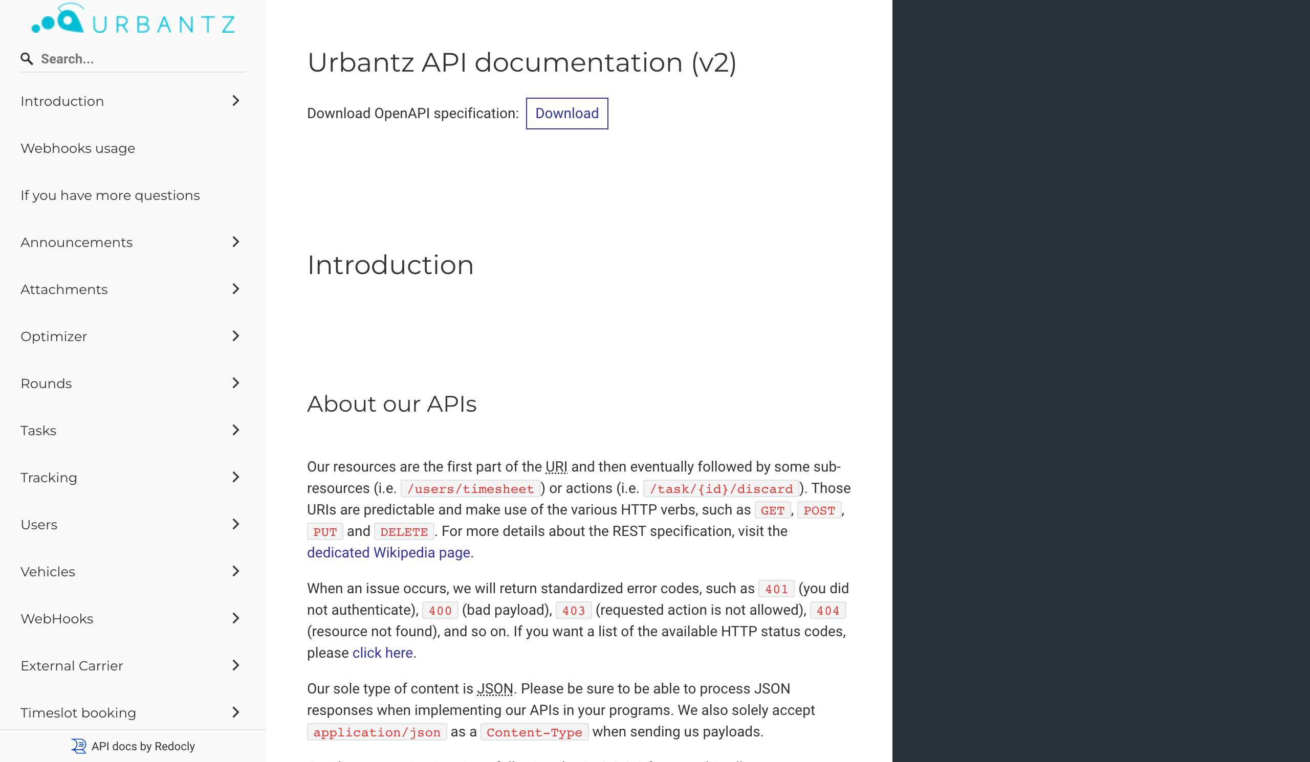 Urbantz Api Developer Docs Apis Sdks And Auth Api Tracker