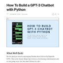 How To Build a GPT-3 Chatbot with Python | Discover AI use cases