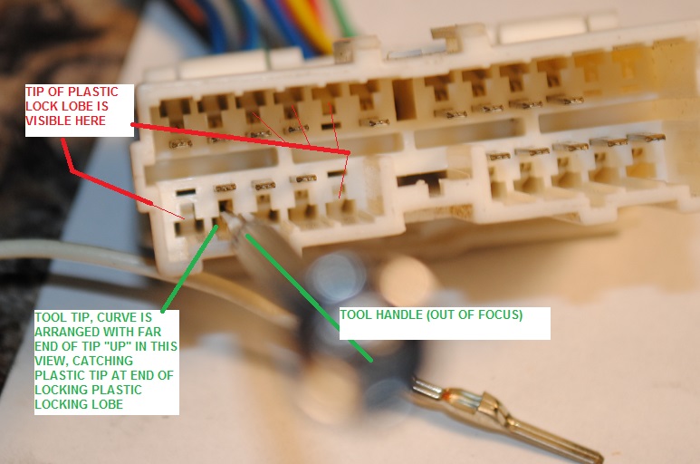 Removing - extracting - pins - terminals - from Subaru connectors