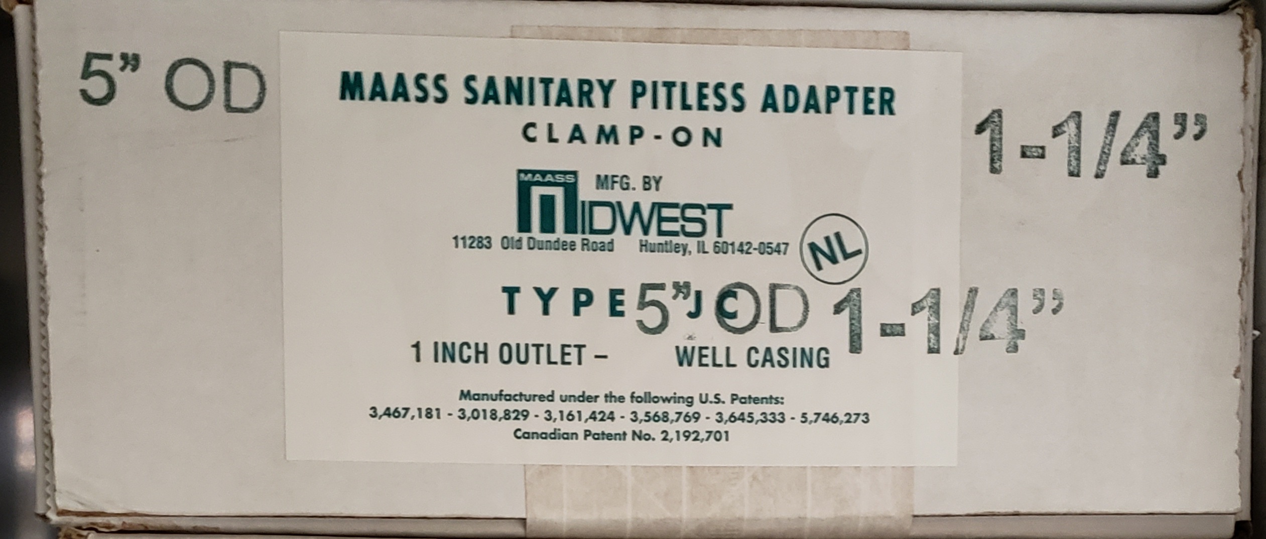 Aquifer Distribution | Maass Midwest 928340 5JC1 1/4 JC Clamp-On ...