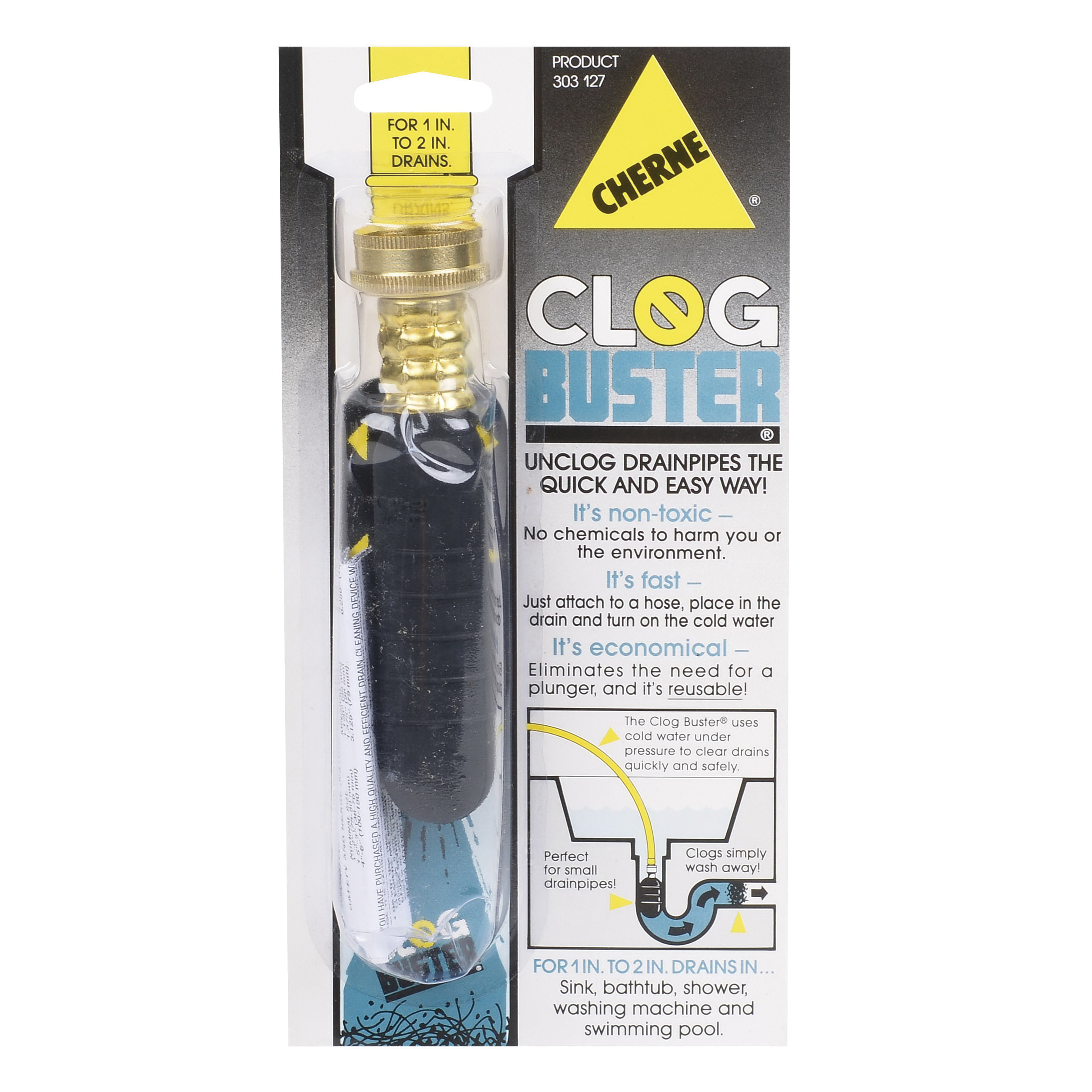 Aquifer Distribution | Cherne Clog-Buster 303127 Drain Flusher, 1 to 2 ...