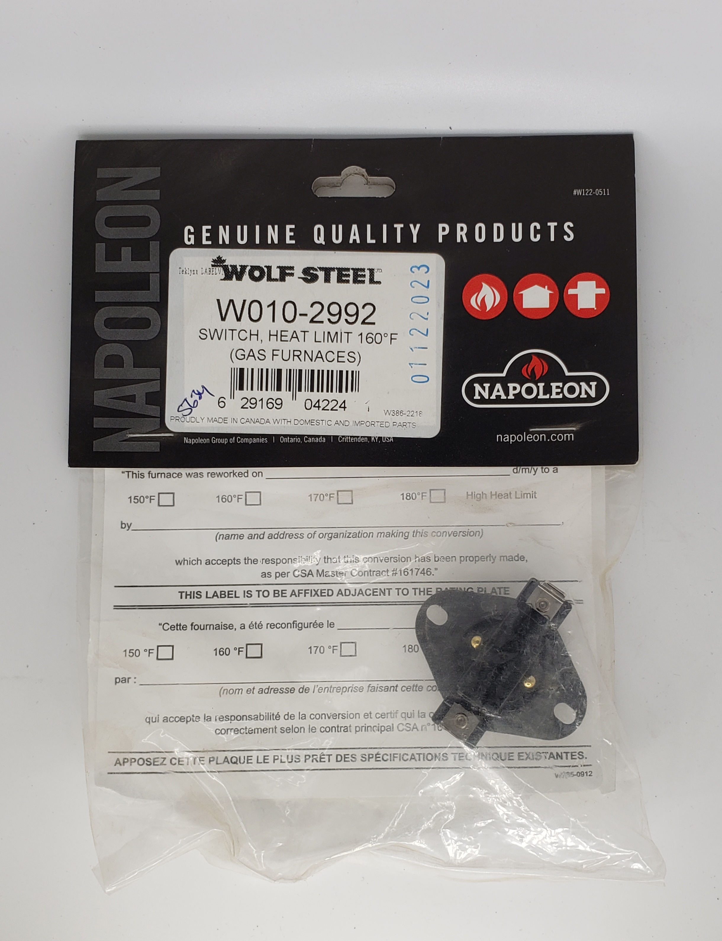 Aquifer Distribution | Continental W010-2992 Heat Limit Switch