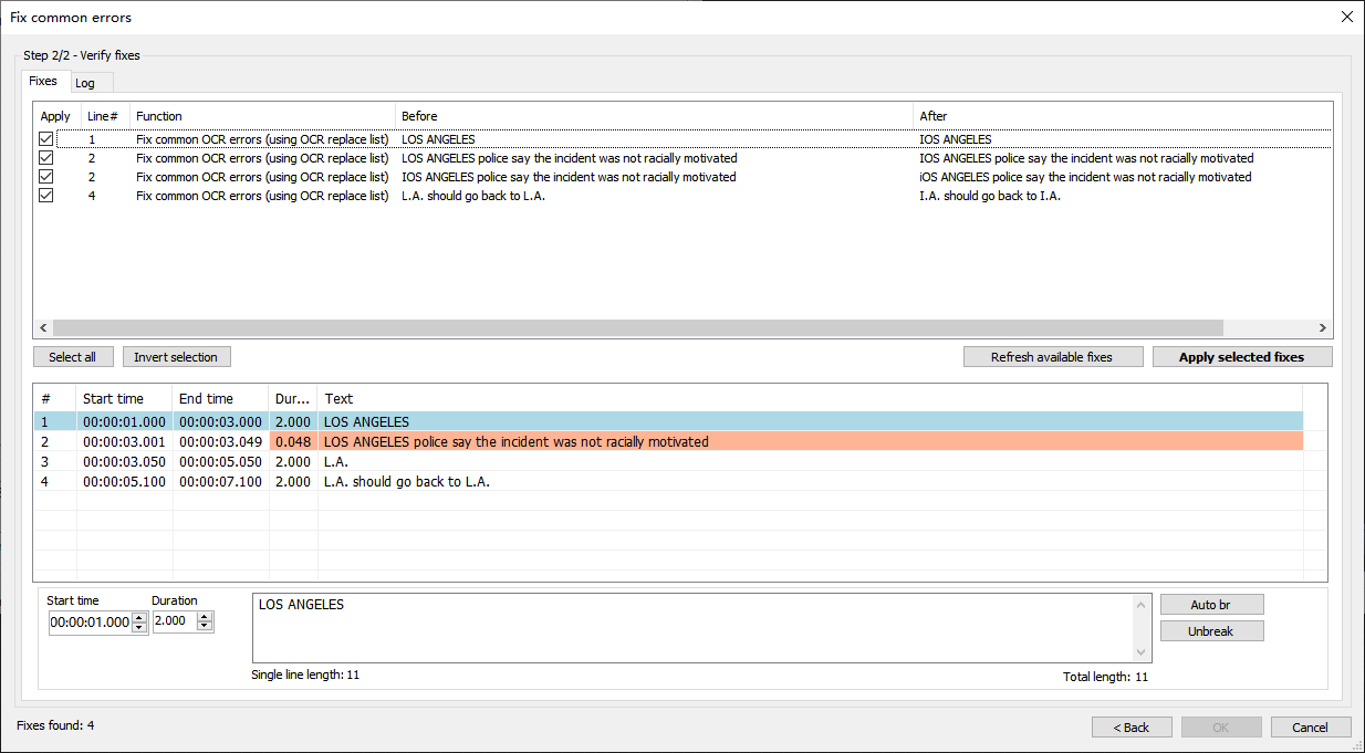 [Bug] SE Fix Common Errors - LOS, L.A. issues · Issue #3733 · SubtitleEdit/subtitleedit · GitHub